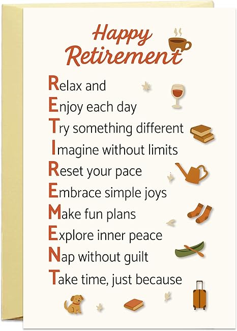 Amazon.com: LoLoud Happy Retirement Card with Inspirational Acrostic ...