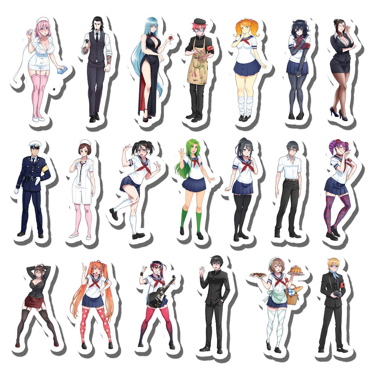 20 Pcs Stickers Pack Yandere Aesthetic Simulator Vinyl Colorful ...