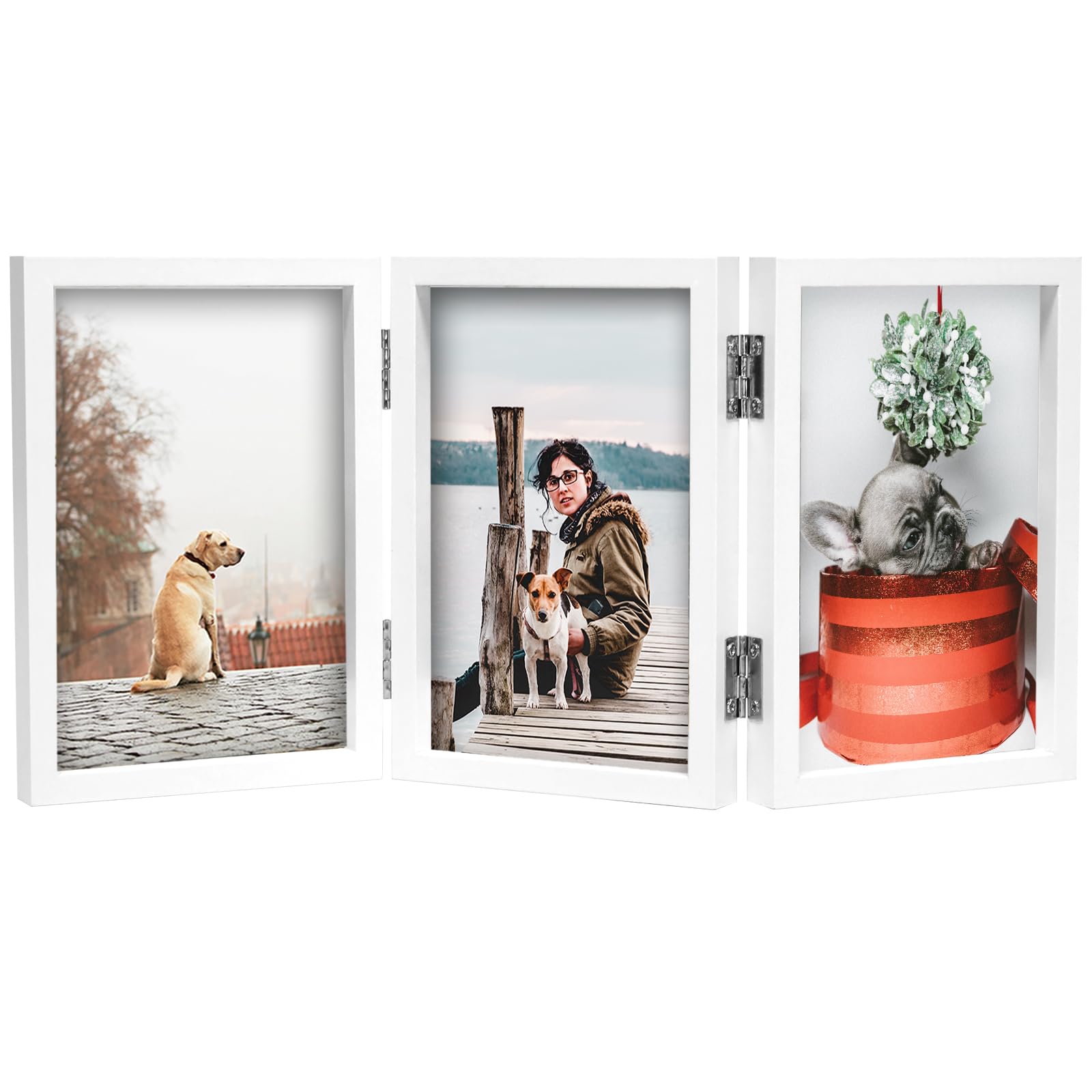 Amazon.com - TOFOREVO 4x6 3 Picture Frame Triple Wooden Three Hinged ...