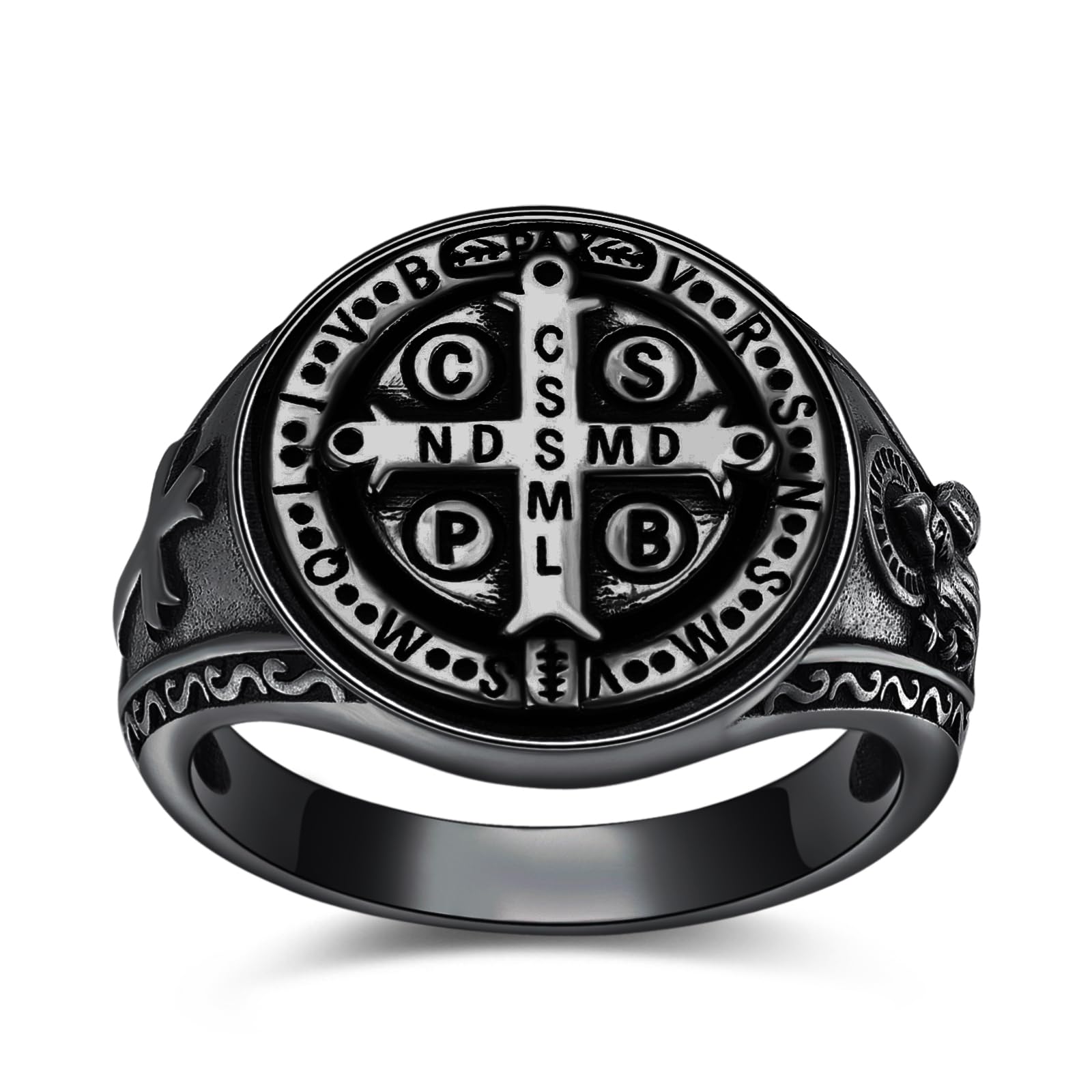 Snapklik.com : Black St Benedict Ring Sterling Silver 925 Saint ...