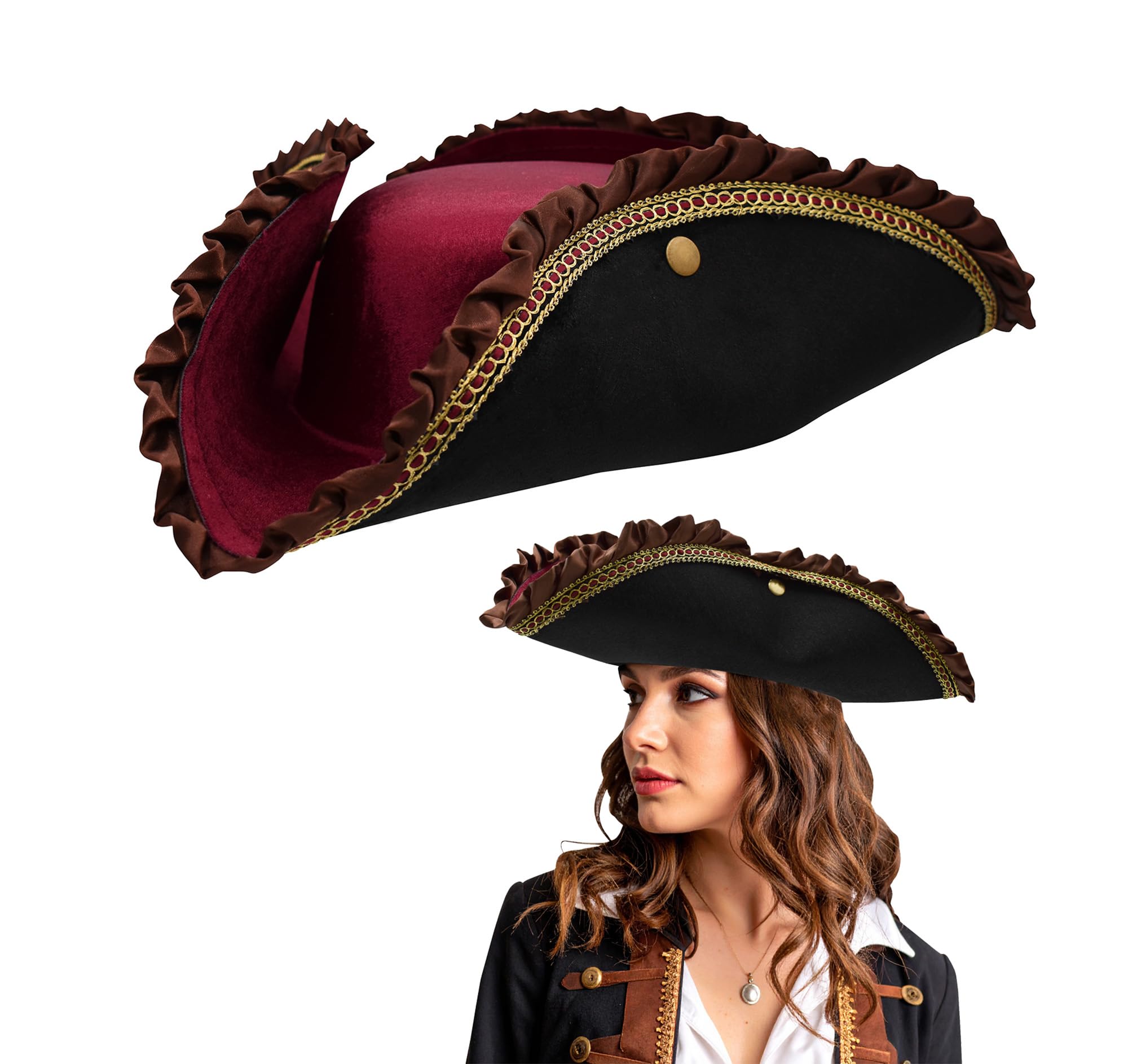 Snapklik.com : Deluxe Tricorn Tricorner Pirate Hat Buccaneers Cap ...