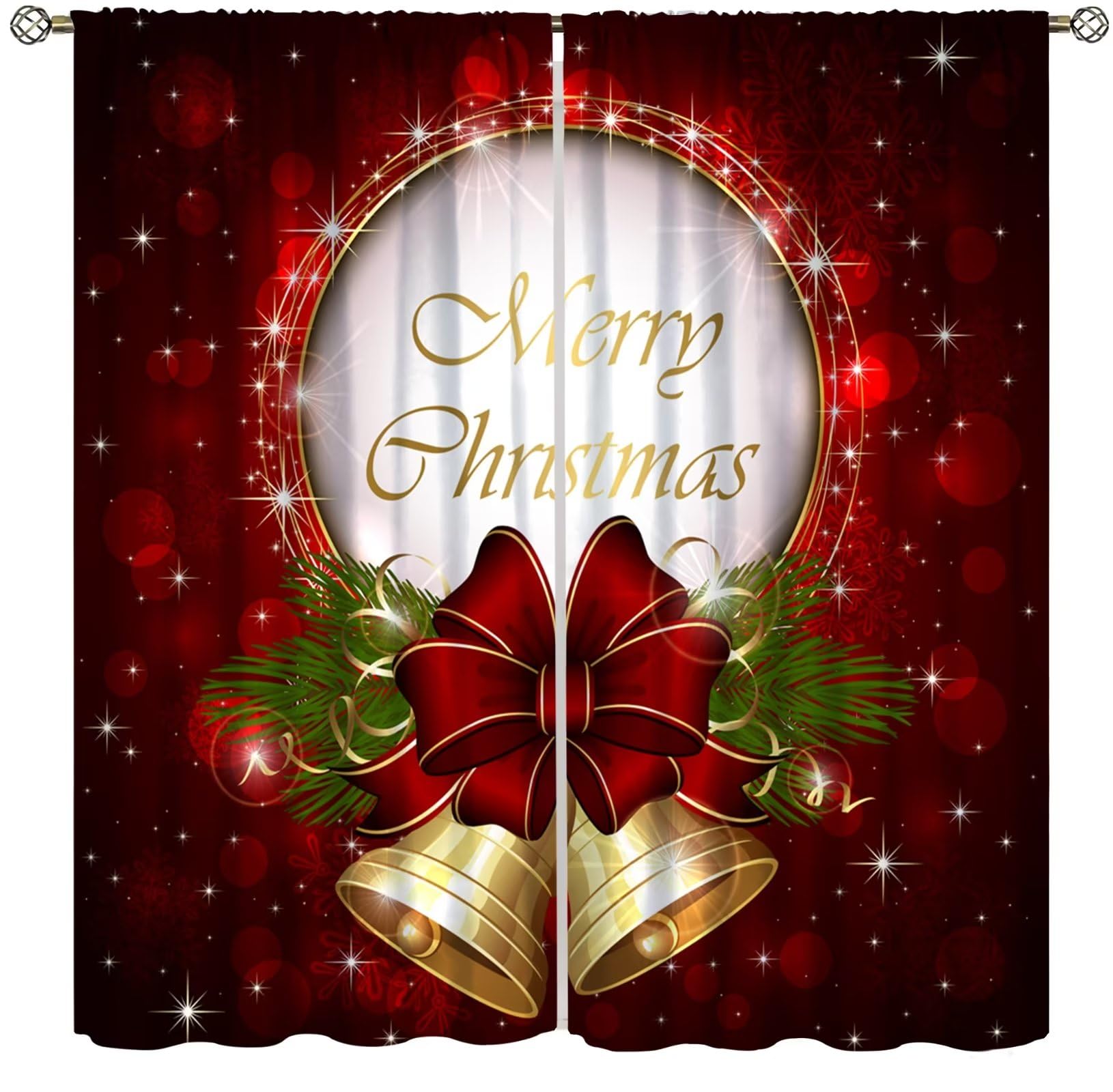 Amazon.com: XBDDZSW Merry Christmas Curtains Red Sparkling Dingdang ...