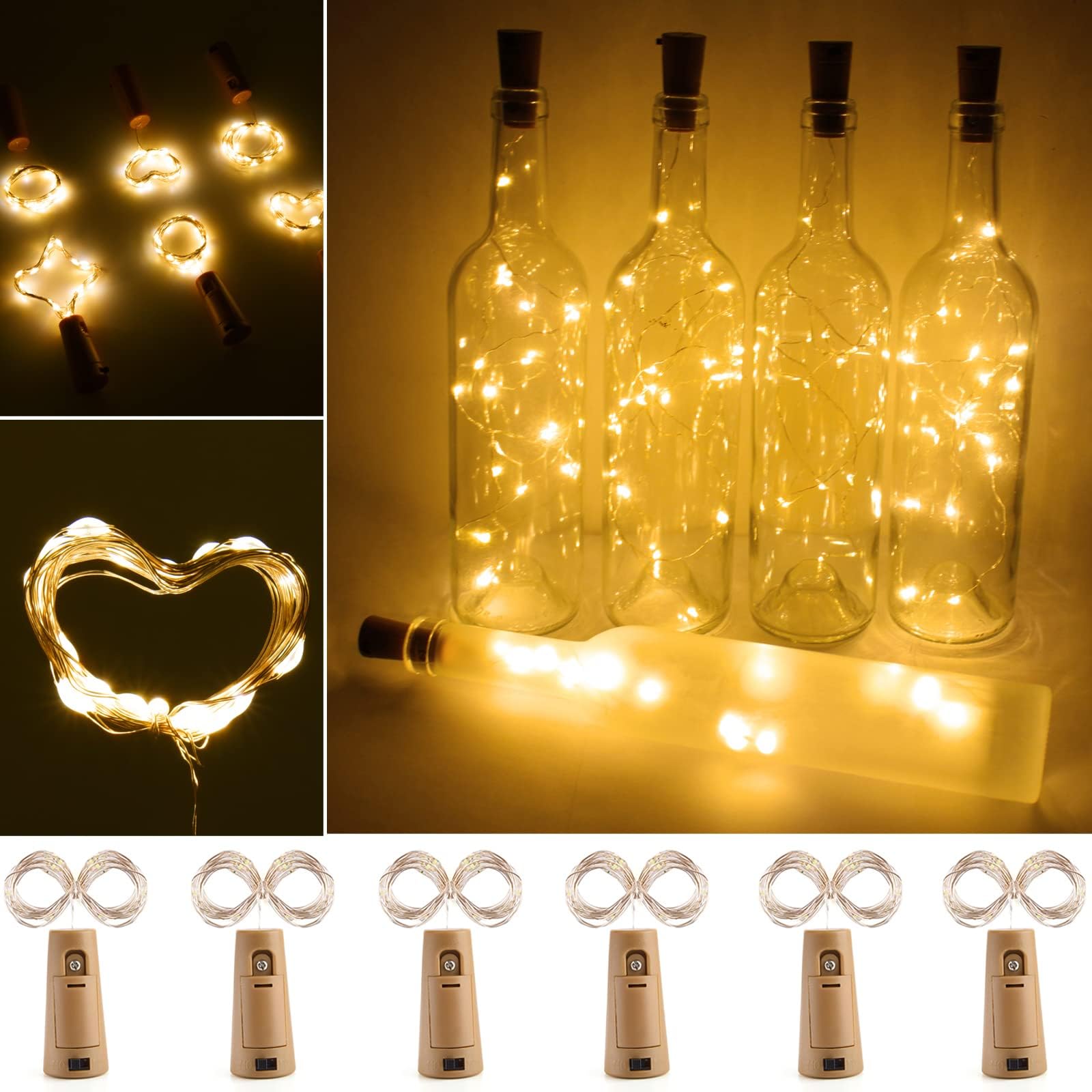 Amazon.com: Decorman Wine Bottle Lights with Cork 12 Pcs 15 LEDs Cork ...