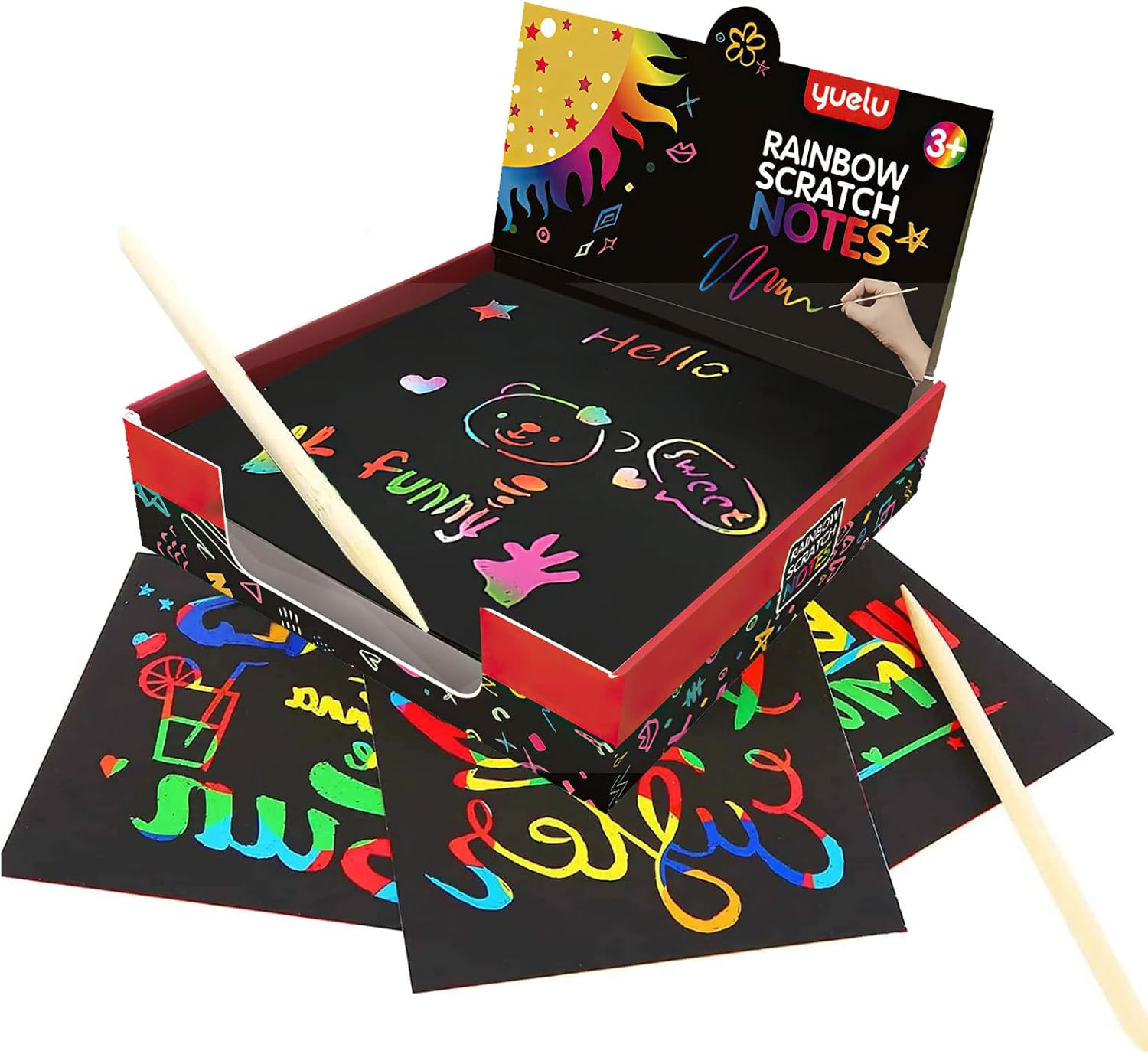 Papel para Rascar Arco Iris, Scratch Art Caja de Notas con Bolígrafo y ...