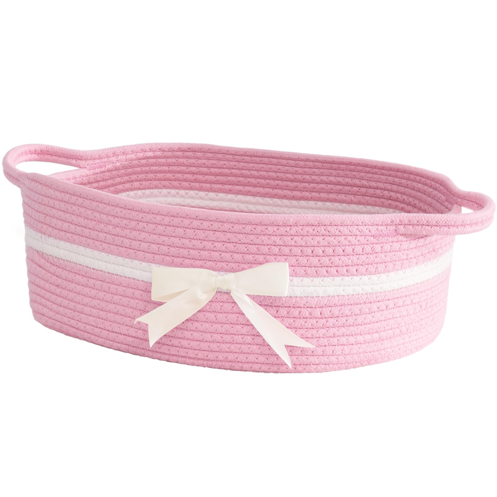 Goodpick Pink Gift Basket, Small Woven Rope Basket, Soft Baby Basket ...