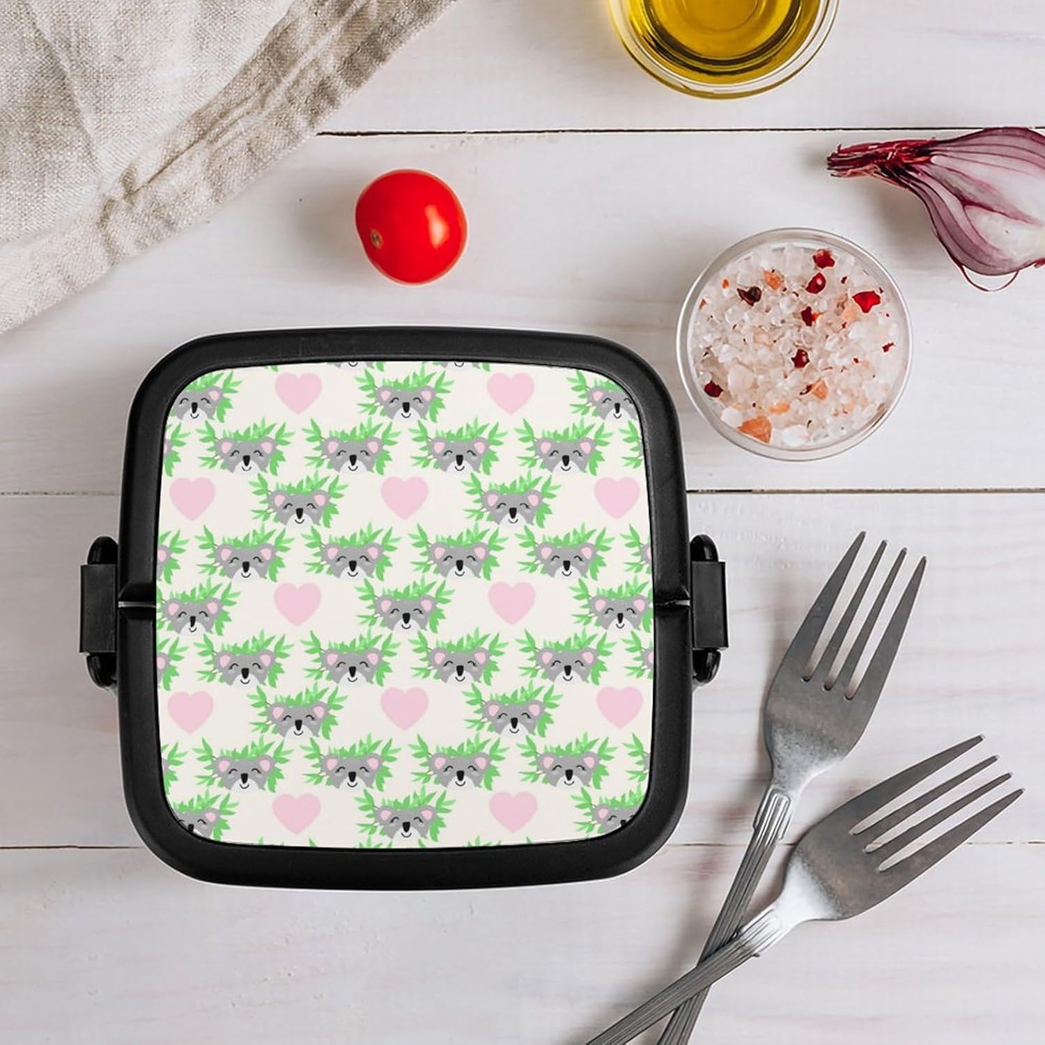 Cute Koalas Hearts Lunch Box Portable Bento Box Food Container Bento ...