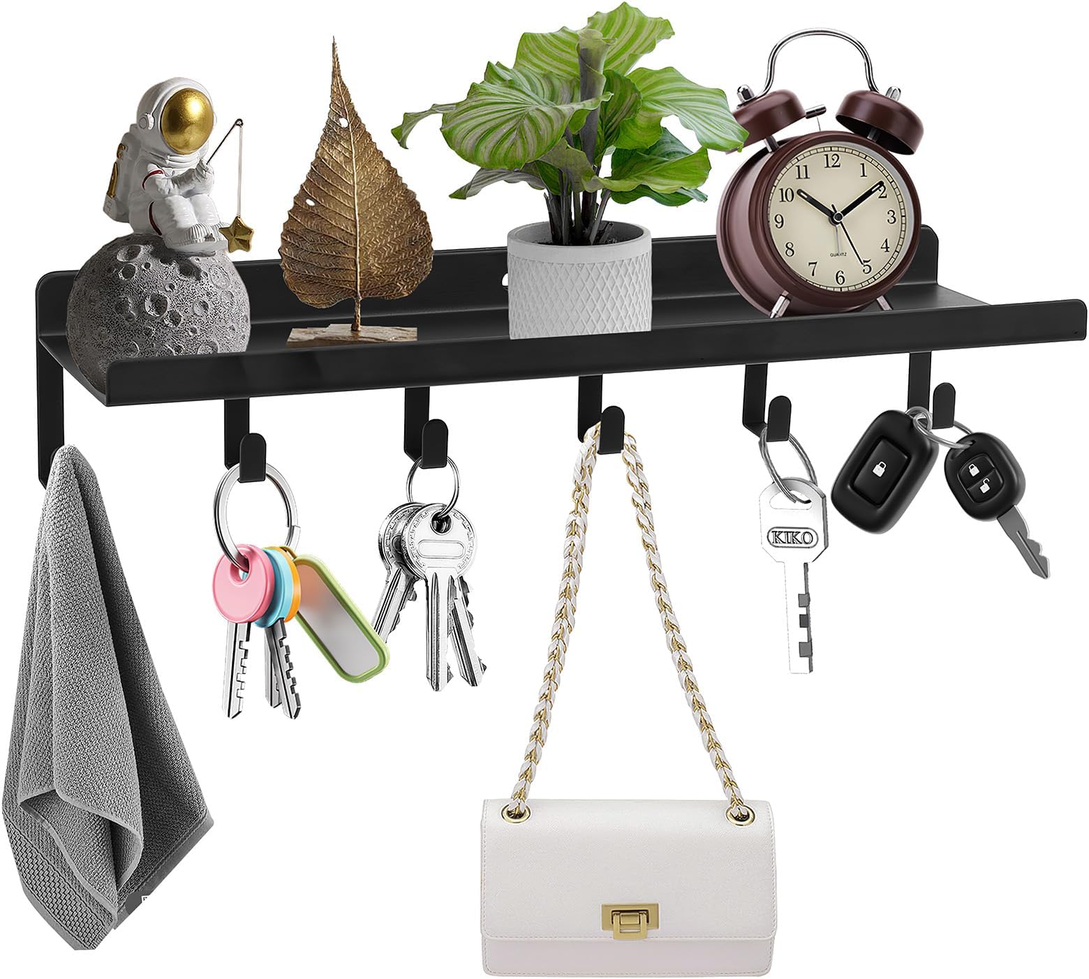 Key Holder Black Metal with Shelf Key Board Key Storage Wall Key Rack ...