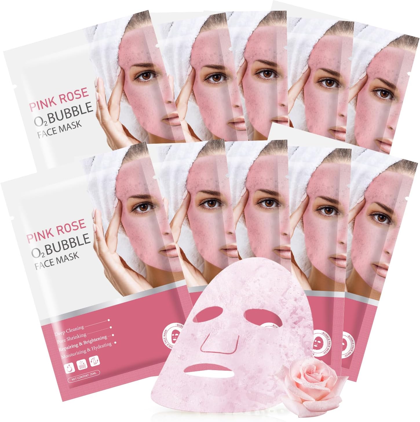 Amazon.com: Tamoskiny Pink Rose O2 Bubble Face Mask Skincare, Deep ...