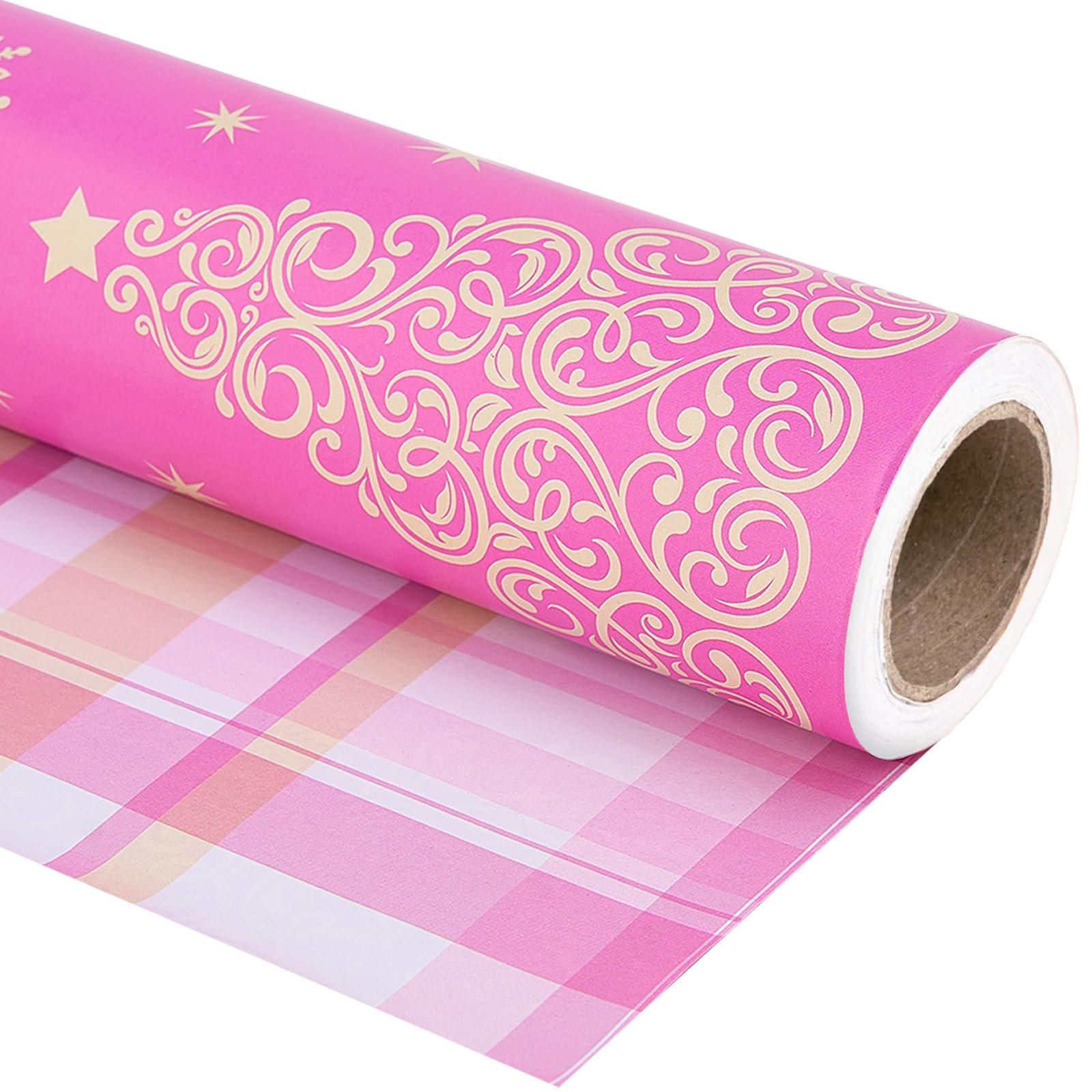 Amazon.com: EWES Pink Christmas Wrapping Paper Rolls Cute Kids ...