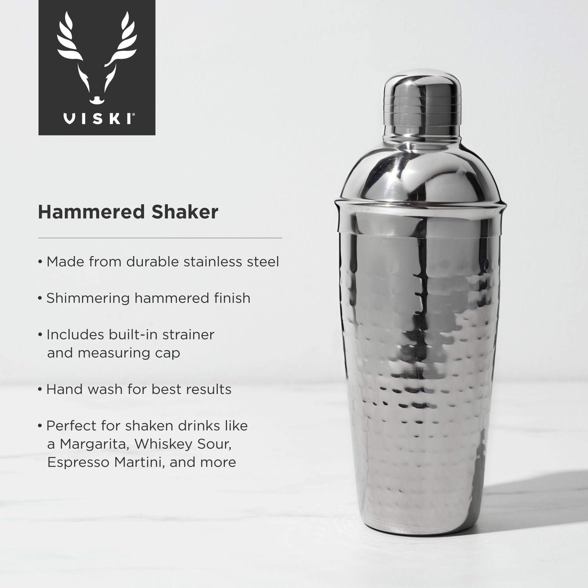 Snapklik.com : Viski Admiral Hammered Metal Cocktail Shaker, 24 Oz ...