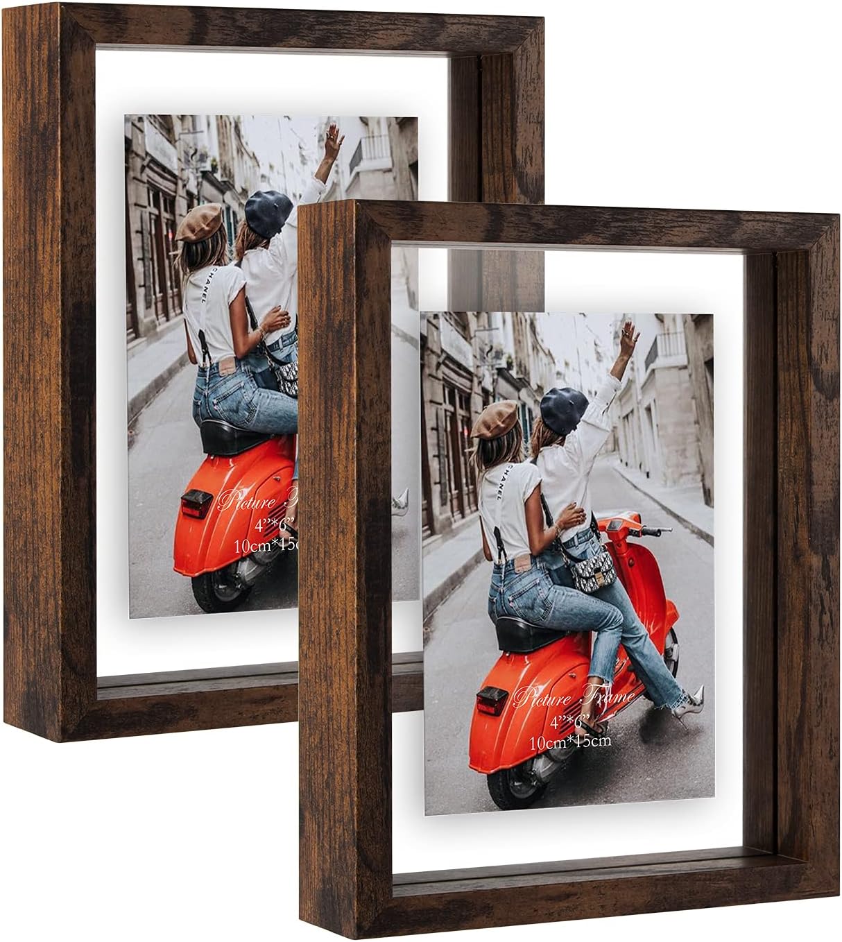 Zzcy 2 Pack Picture Frames with Wood Base,4x6 Photo Frame Solid Walnut ...