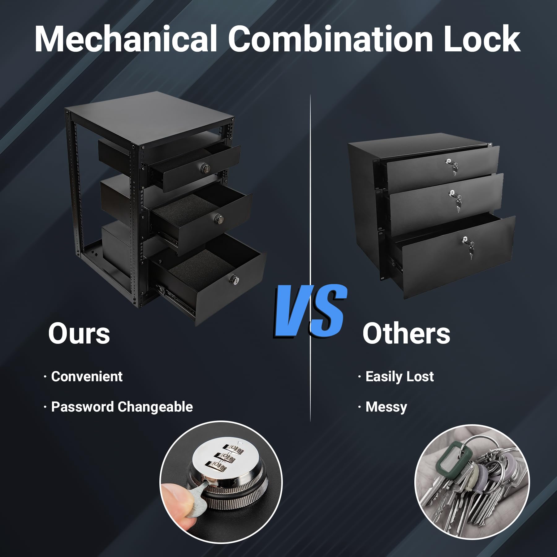 Snapklik.com : 4U Rack Mount Drawer, Server Rack Drawer w/Combination ...