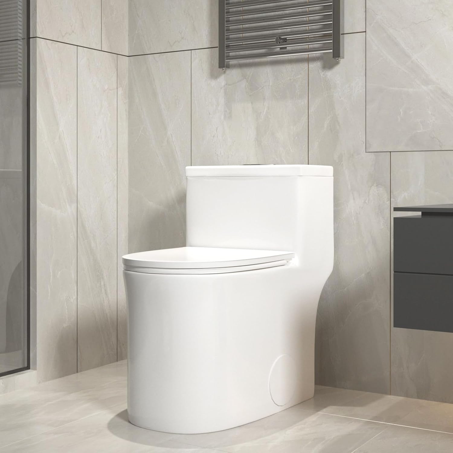 Simple Project Compact Elongated One Piece Toilet - Space-saving ...