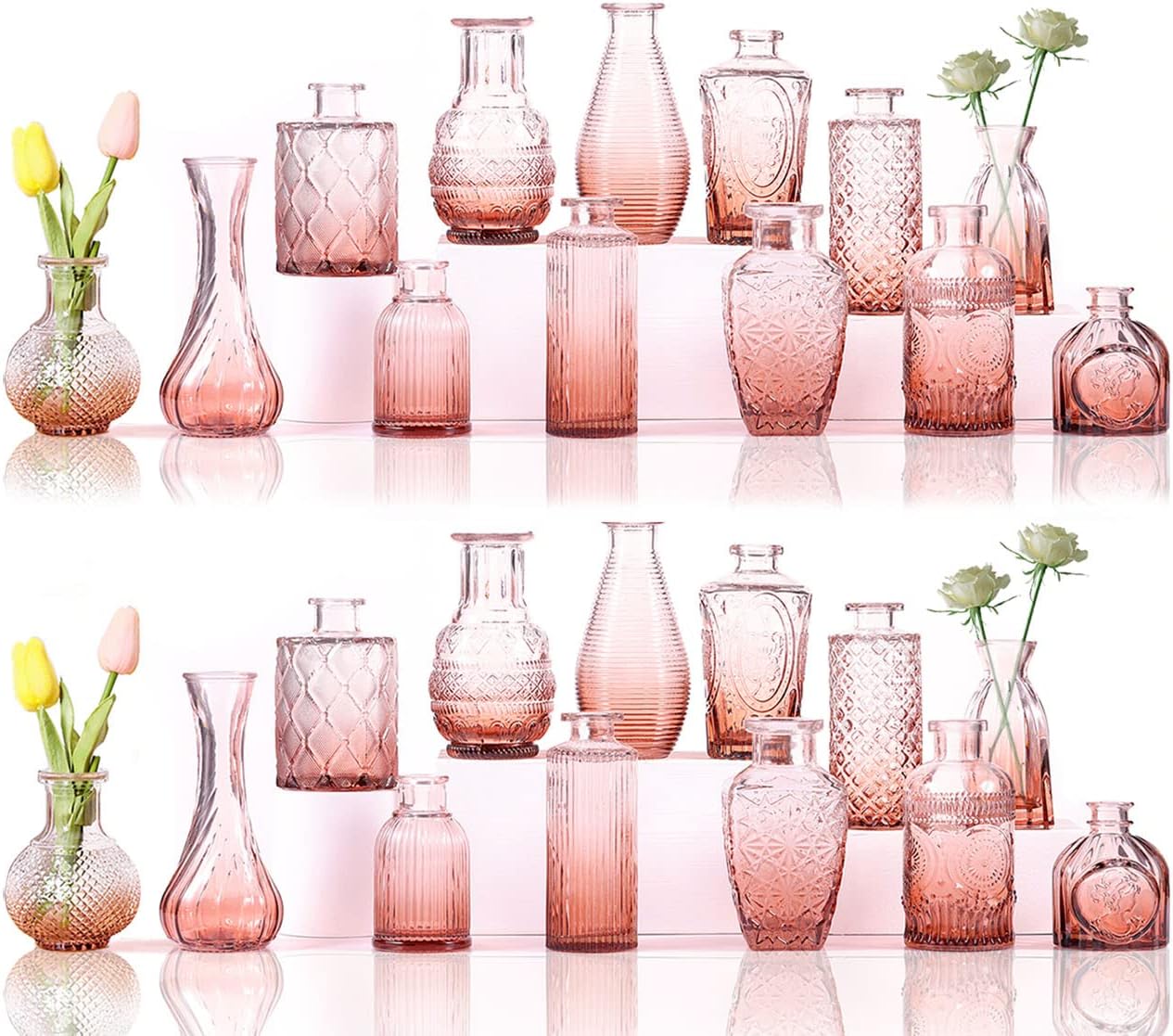 26 Small Glass Flower Vase for Wedding Centrepiece Table Decorations ...