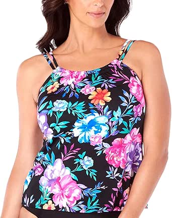 Amazon.com: Penbrooke Women's Standard Gracious high Neck Tankini top ...