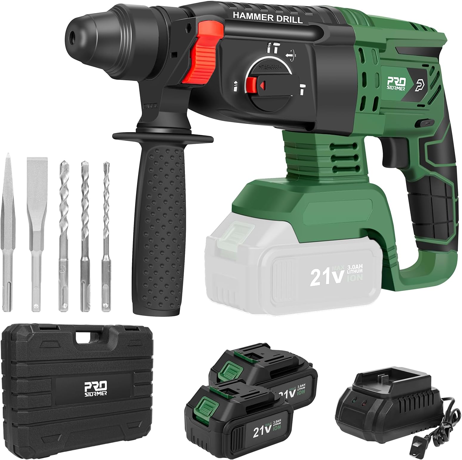 Avhrit 21V Cordless Hammer Drill, Powerful Rotary Hammer Drill with ...