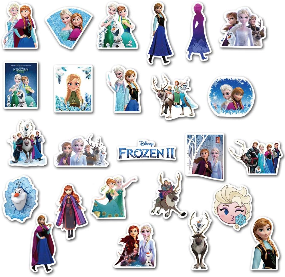 Norinoya 50PCS Frozen Cartoon Stickers Princess Stickers Pack for Water ...