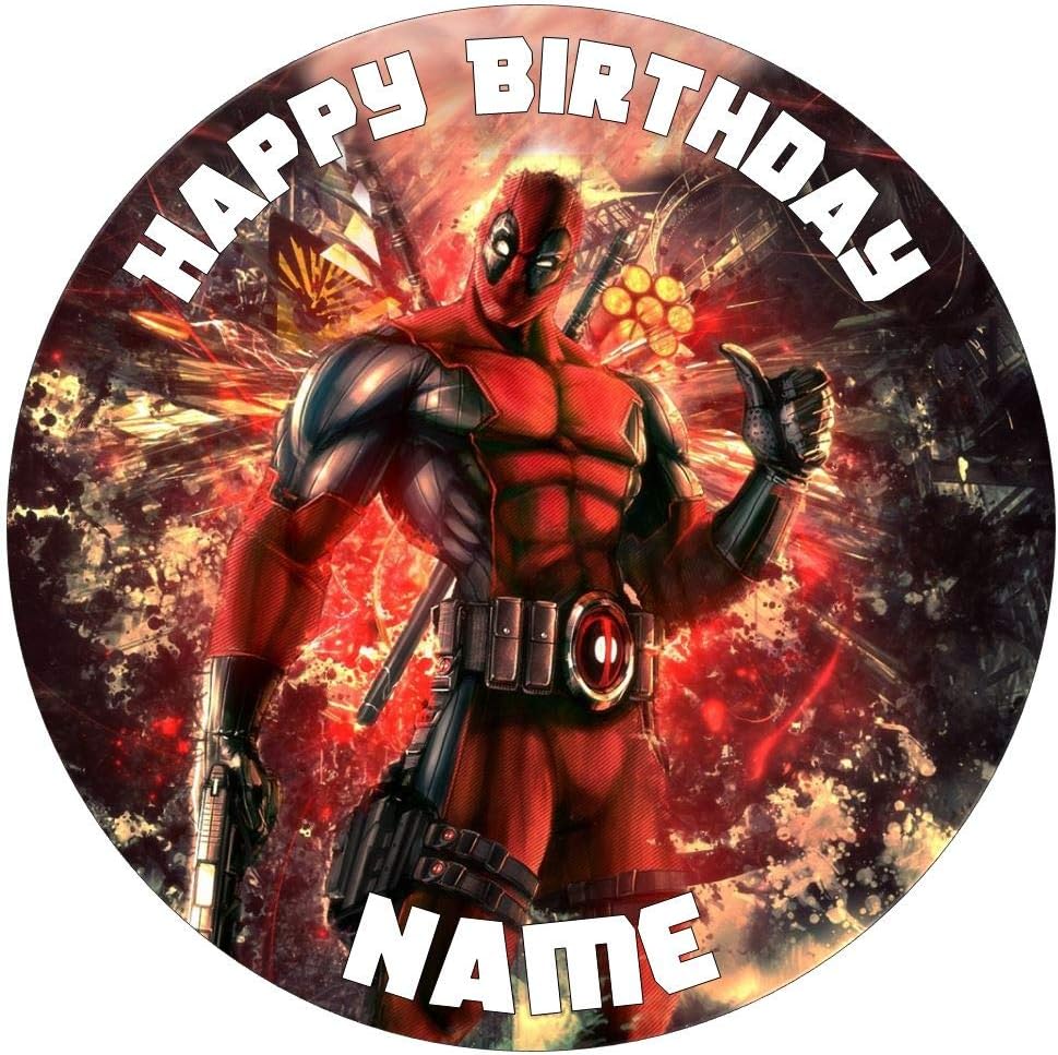 Deadpool Inspired Edible Icing Cake Topper Precut - Personalised (1 ...