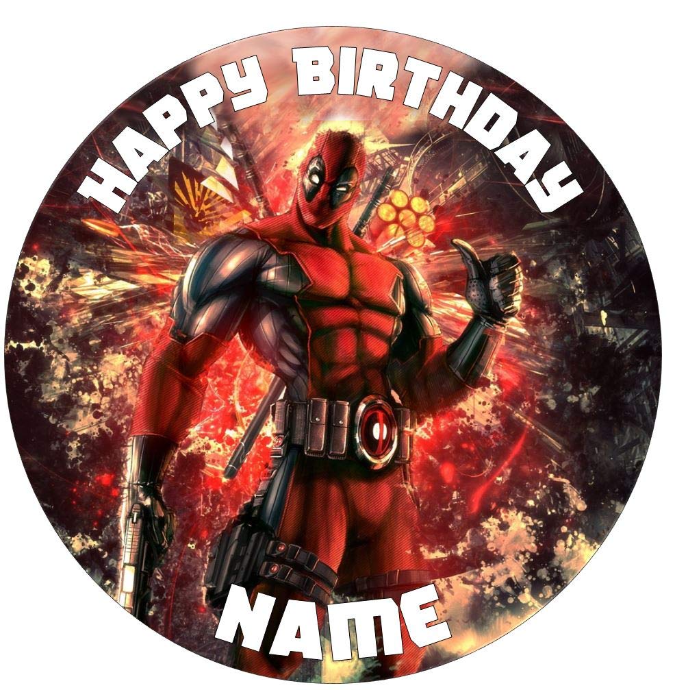 Deadpool Inspired Edible Icing Cake Topper Precut - Personalised (1 ...