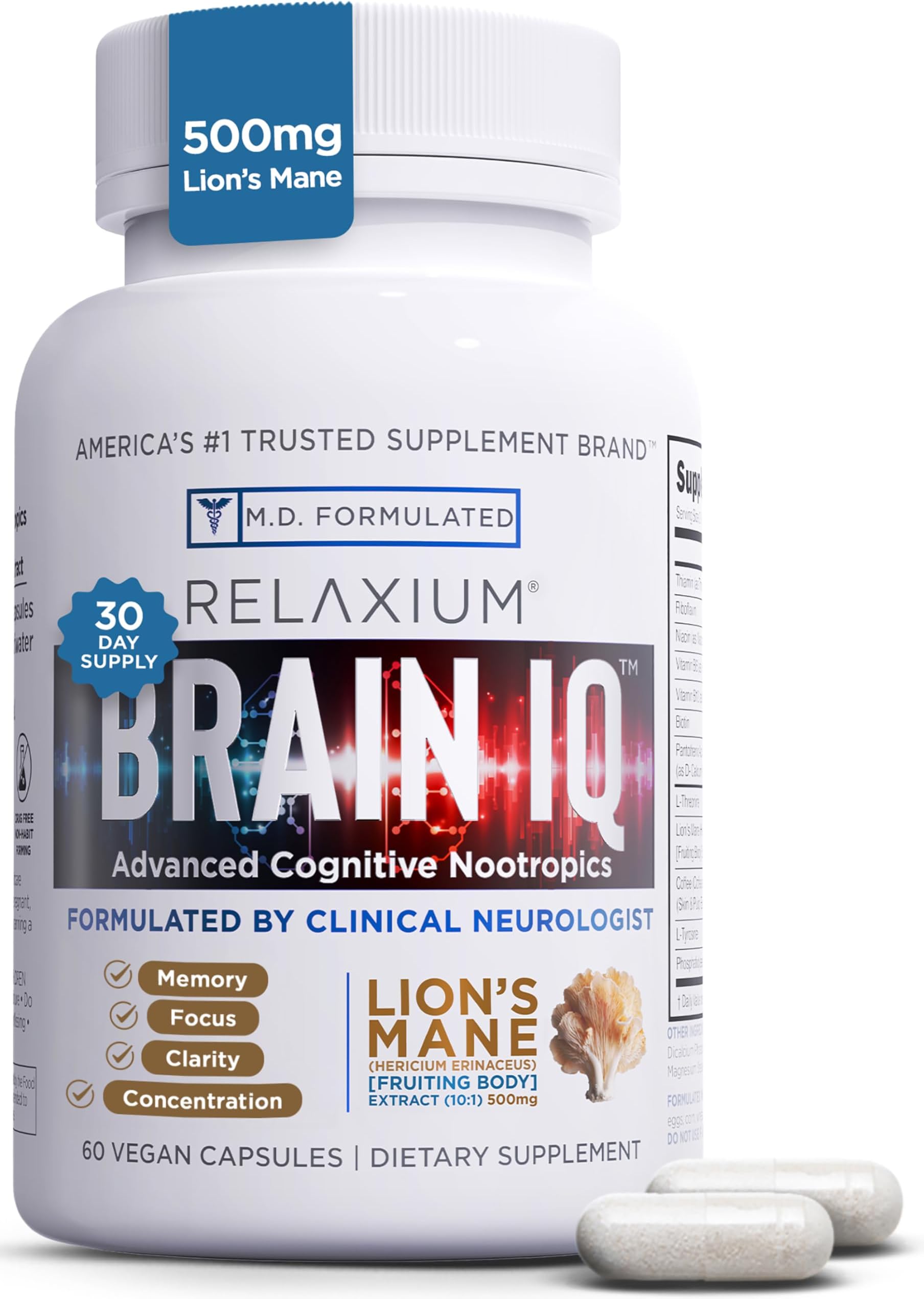 Amazon.com: BrainIQ Nootropic Brain Supplements for Memory and Focus ...