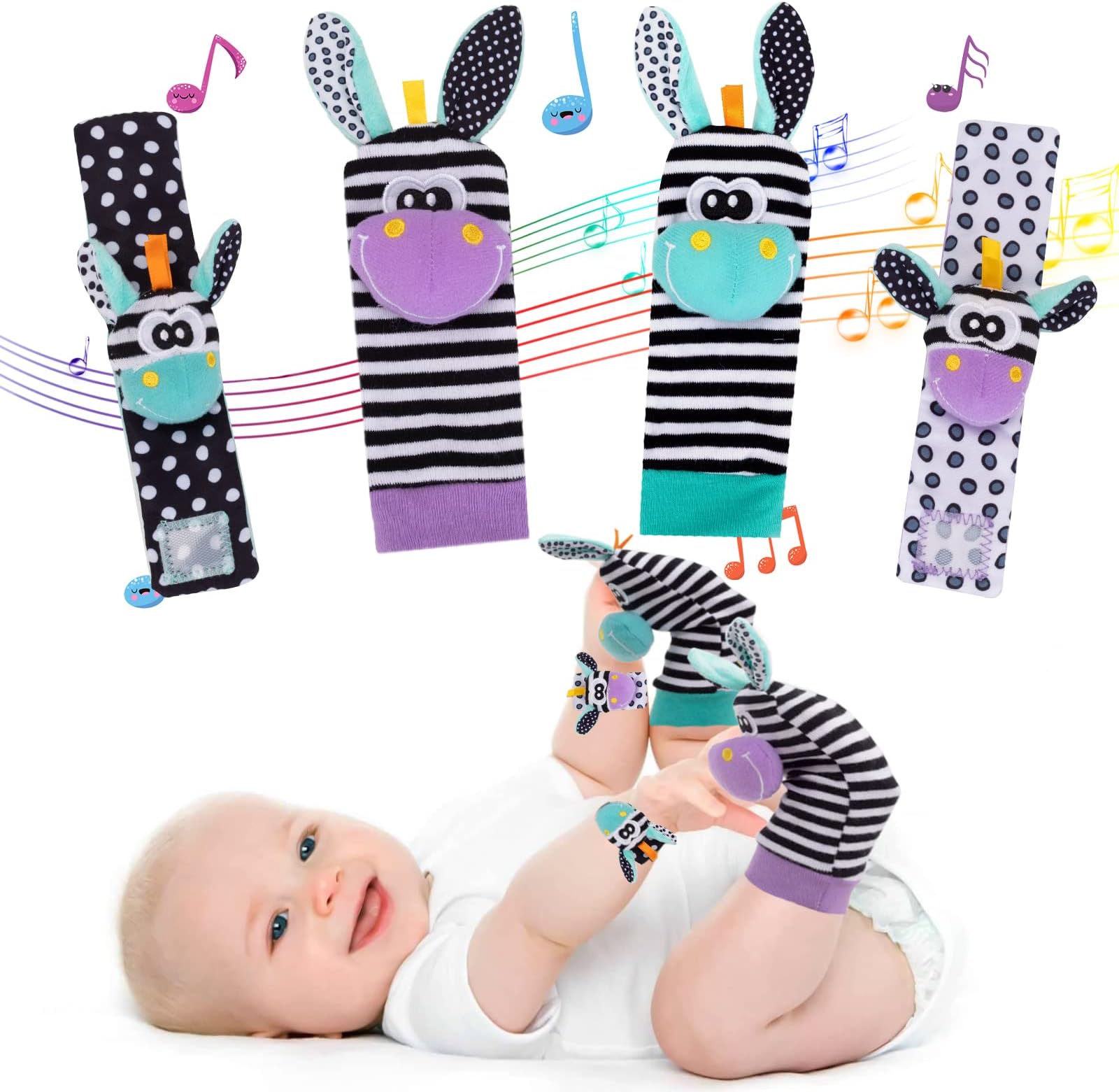Amazon.com: PADONISE Wrist Rattles for Babies Rattle Socks Wrist Strap ...