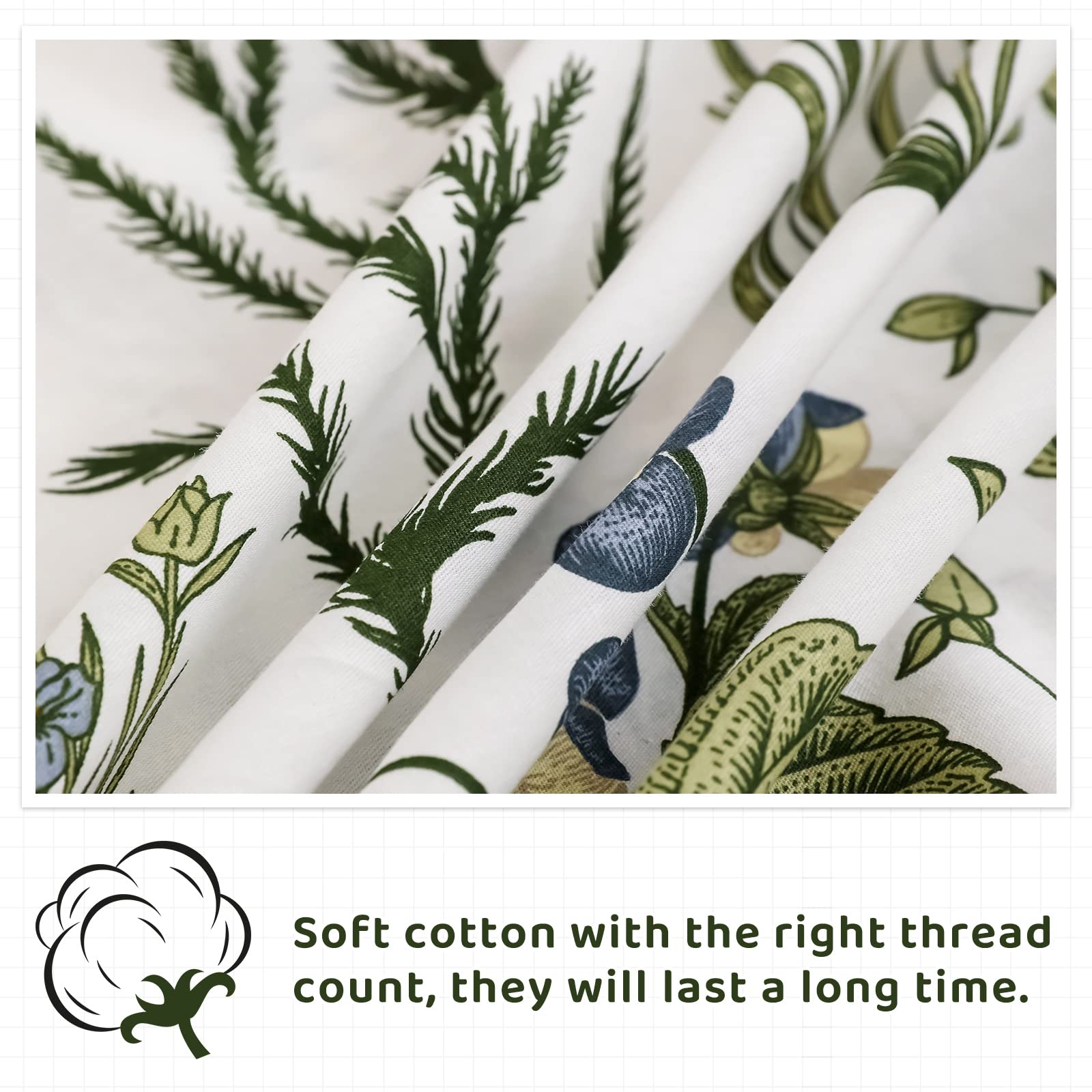 QSH 100% Cotton Sheets for Queen Size Bed, Yellow Flowers Plant Pattern ...