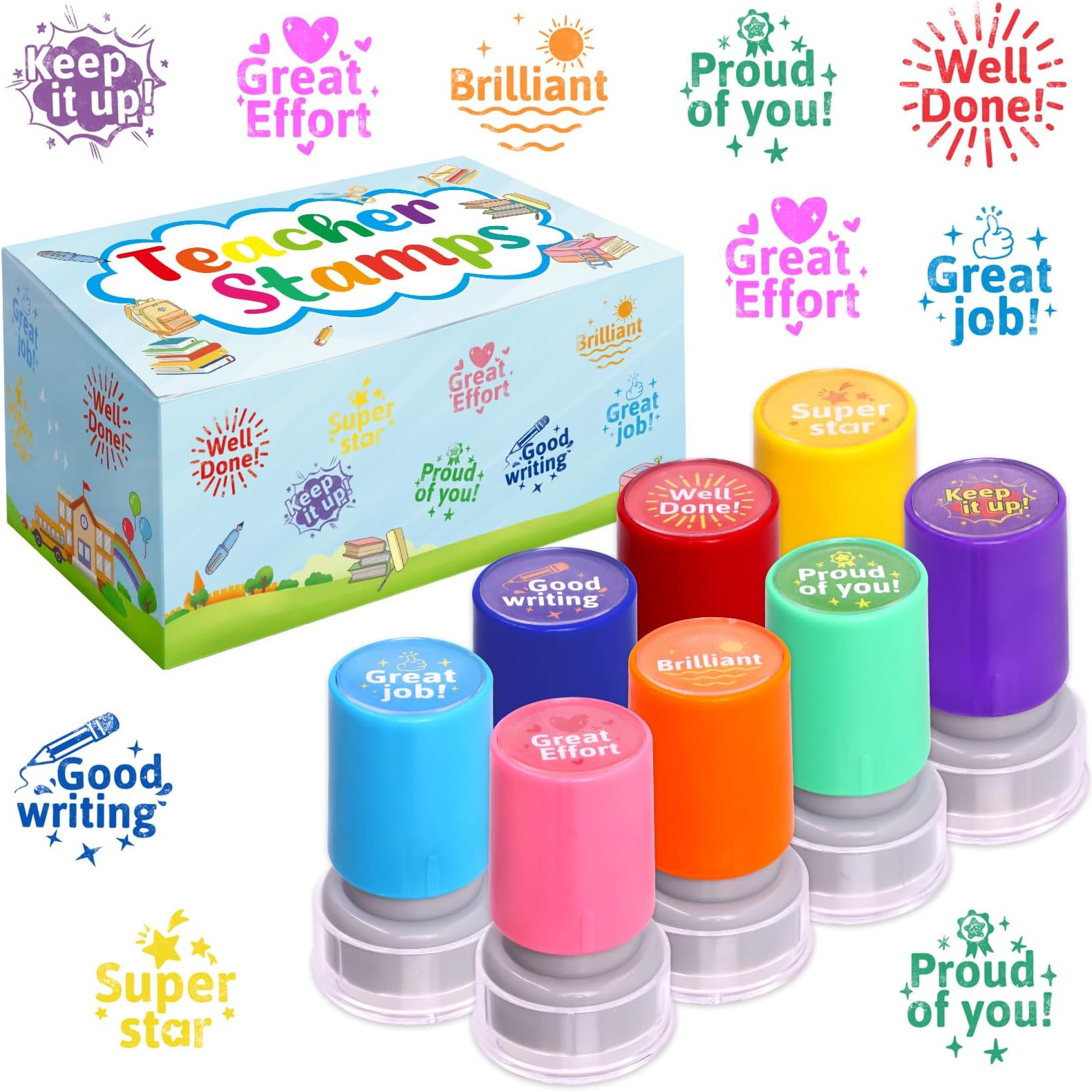 Amazon.com : 6-Piece Set of Teacher Stamps - Encouraging Animal Grading ...