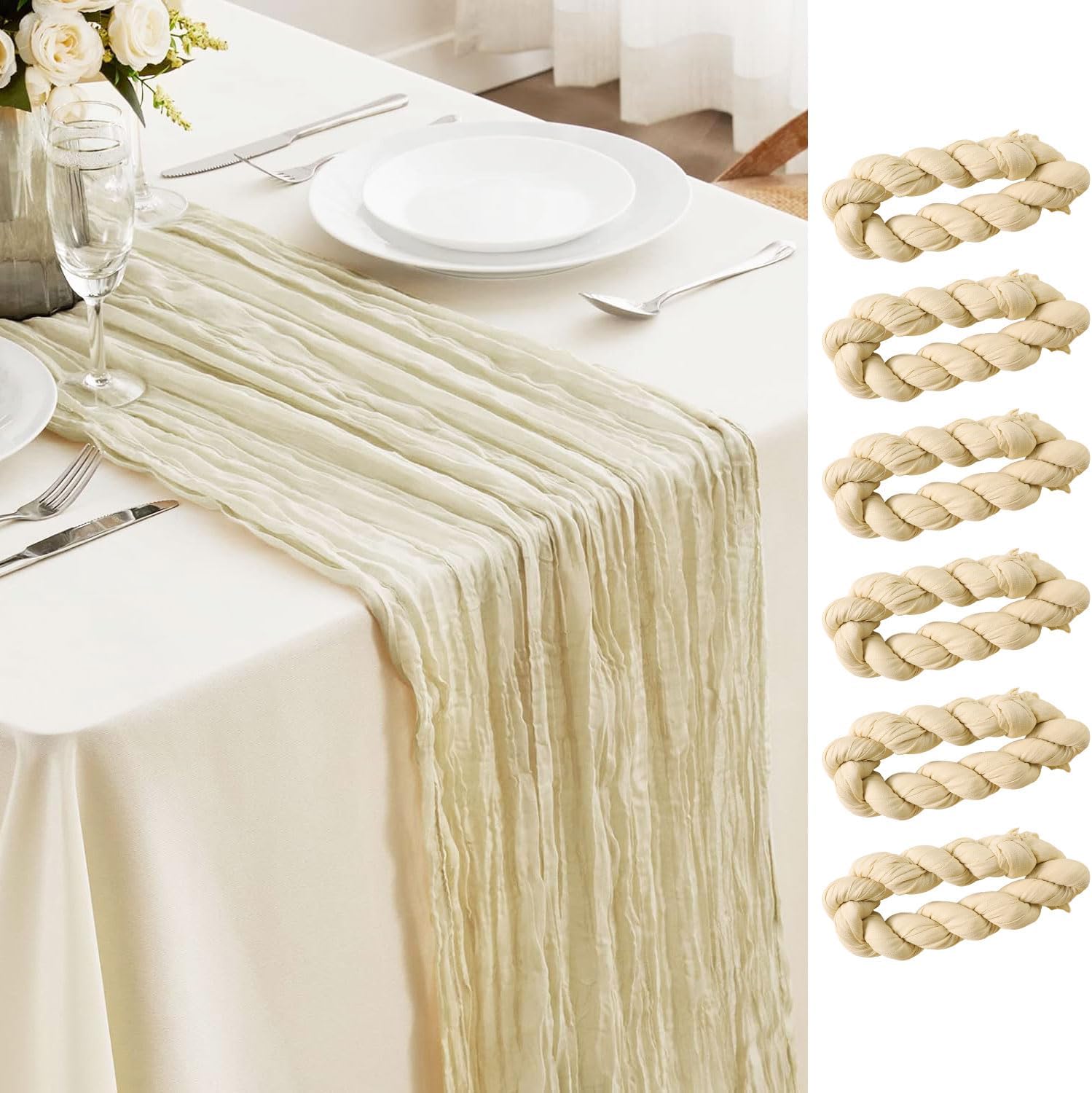Amazon.com: 4 Pieces Gauze Cheesecloth Table Runner Cheese Cloth Runner ...