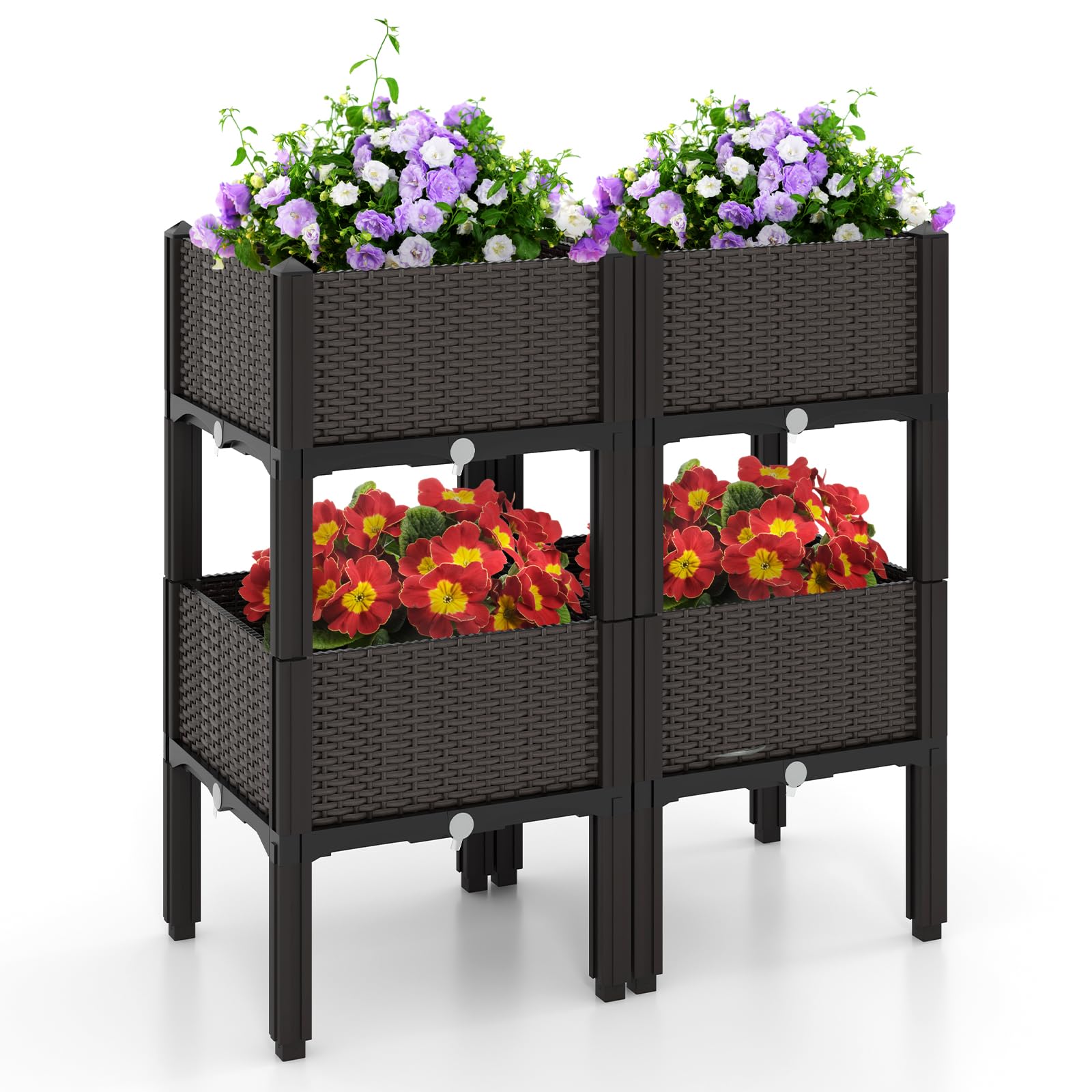 Amazon.com: Giantex 4 Pcs Raised Garden Bed, Elevated Planter Box Kit W ...