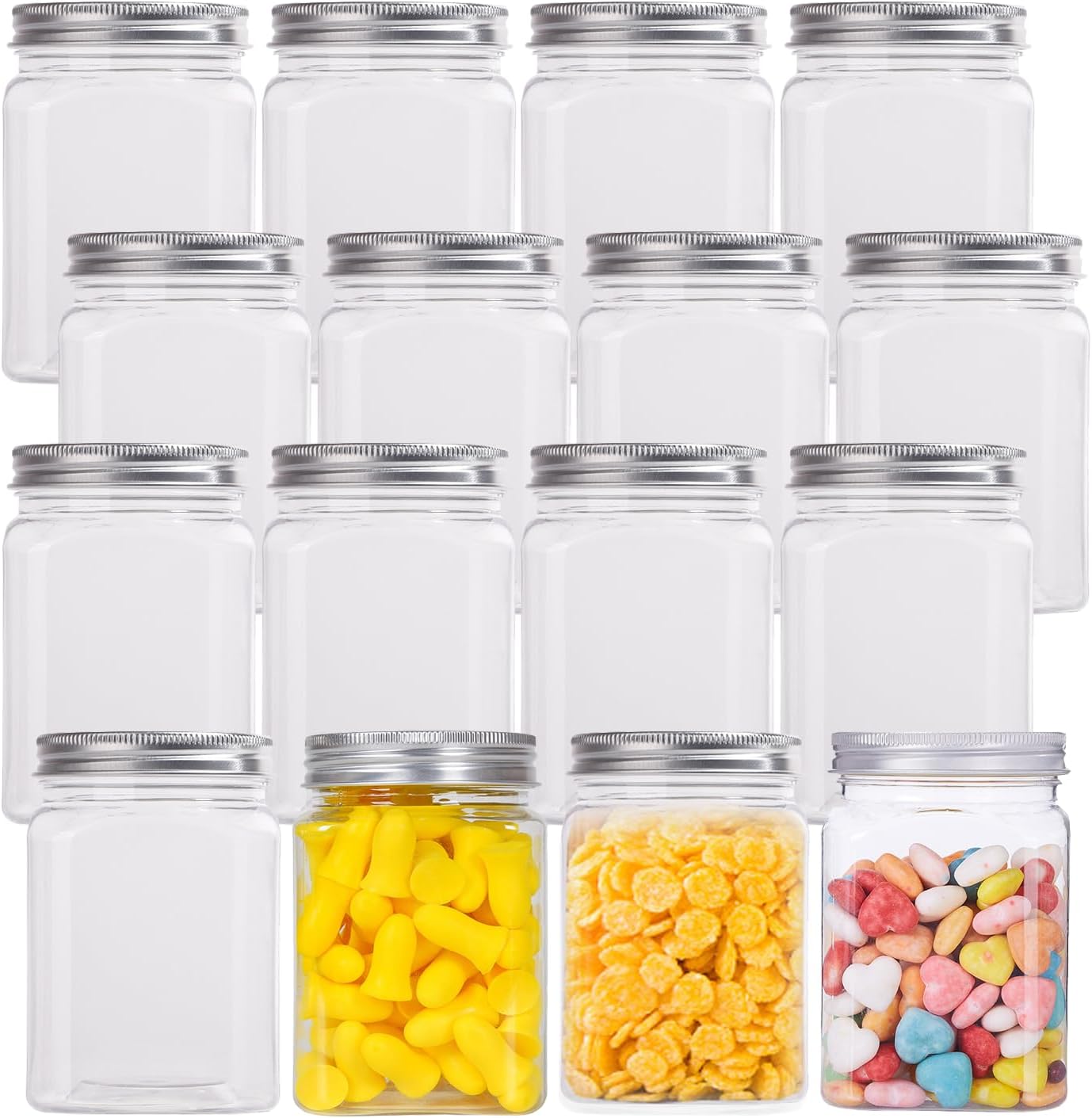 Amazon.com: Vziokk 12 oz Clear Plastic Jars with Integrated Lids - Set ...