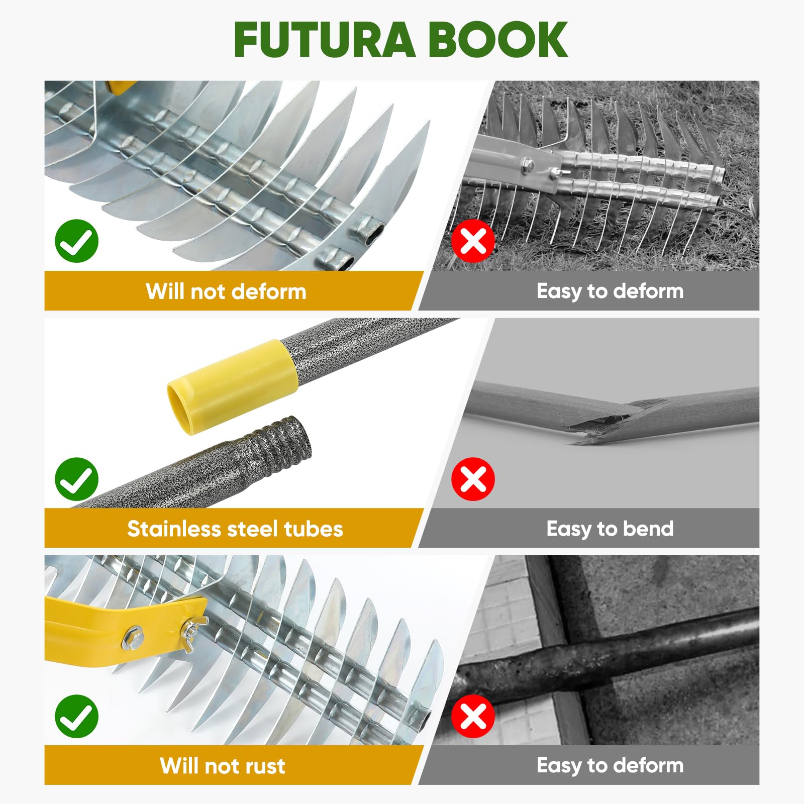 Snapklik.com : Vansonana Thatch Rake, 15-Inch Wide Lawn Thatching Rake ...