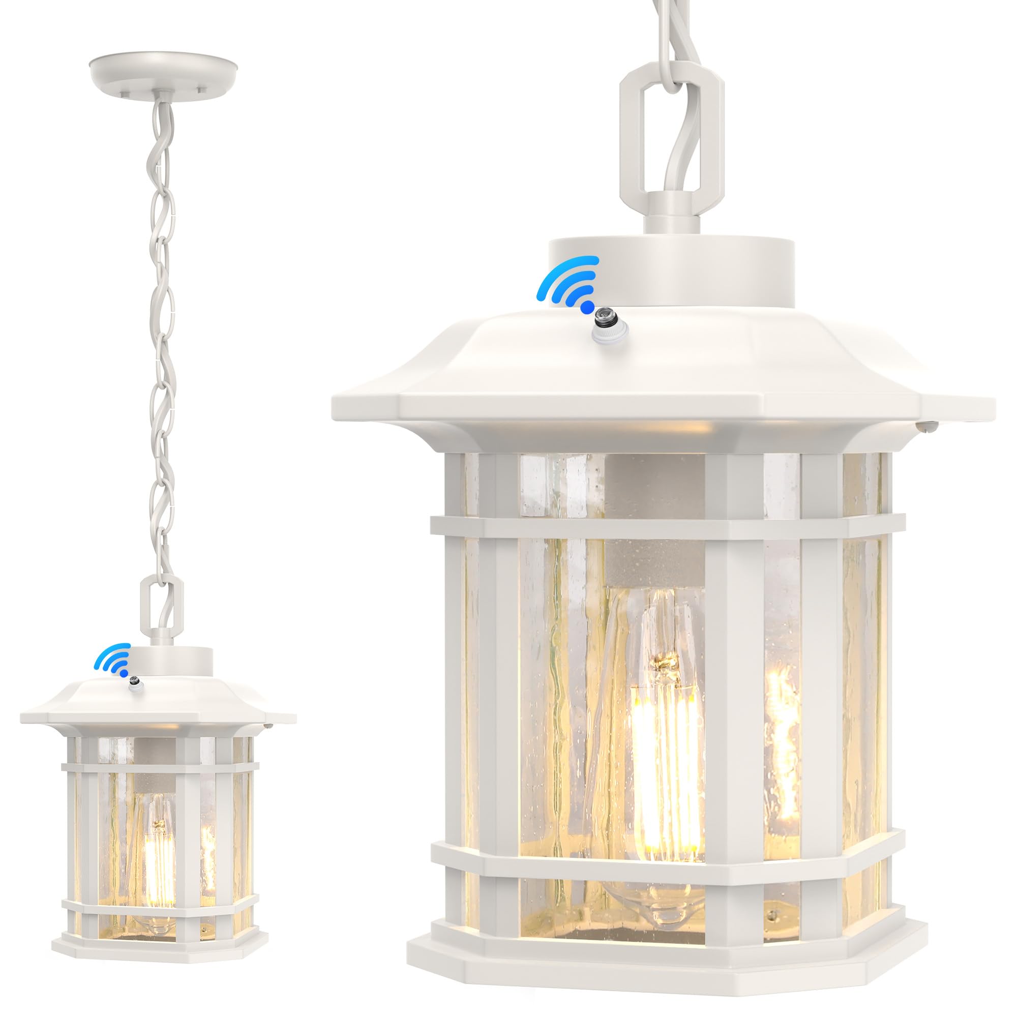 WIHTU Dusk to Dawn Outdoor Pendant Lights for Porch,Anti-Rust Aluminum ...