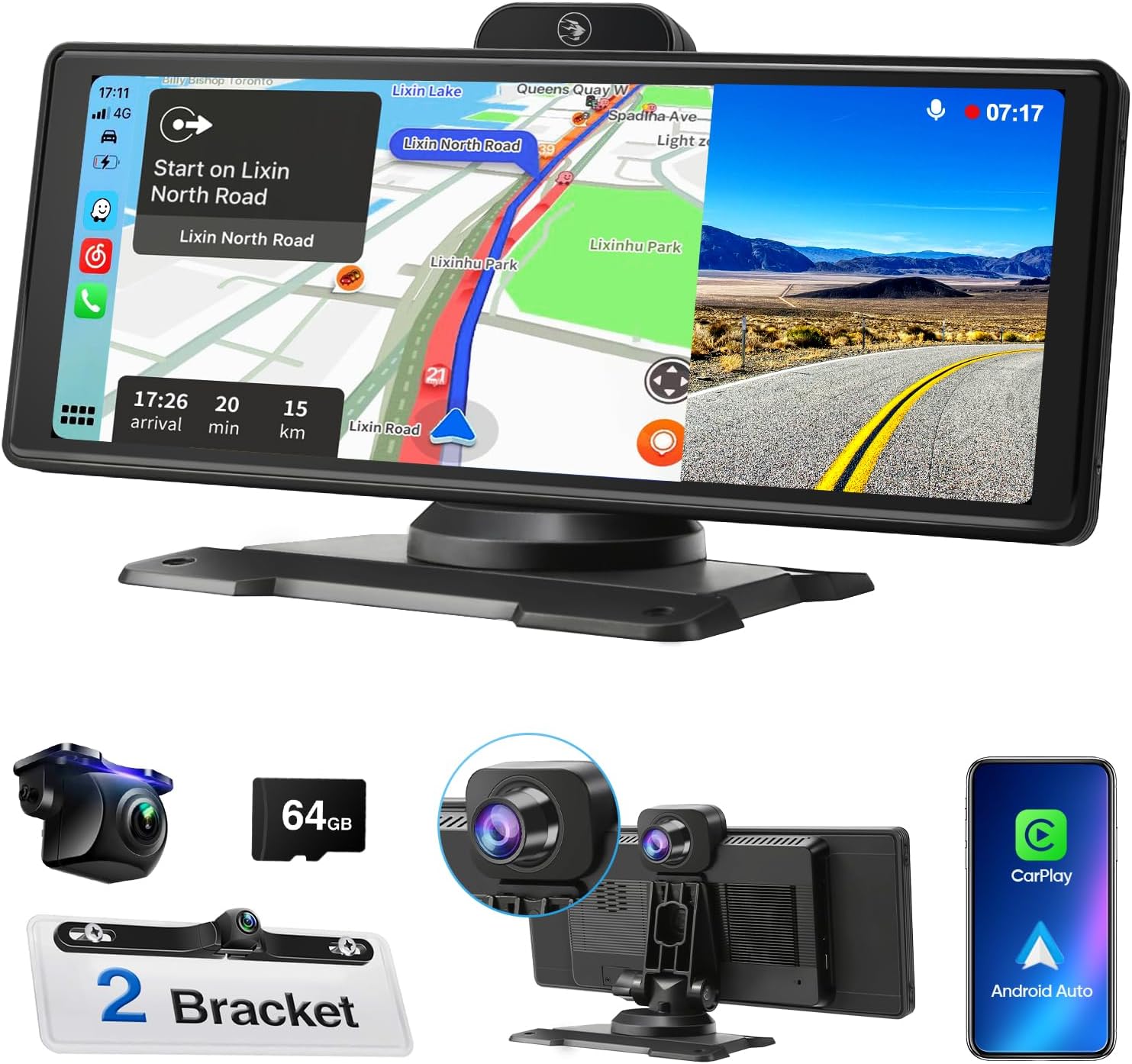 Amazon.com: 4K Display Portable Car Stereo Dash Cam with GPS ADAS ...