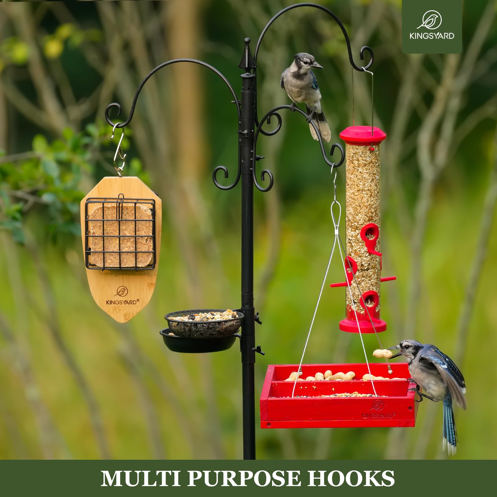 Kingsyard Bird Feeding Station Kit, 85 Inch Bird Feeder Pole with 5 ...