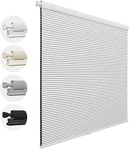 Keego No Drill Cellular Shades Blackout Cordless Pleated Blinds Thermal ...