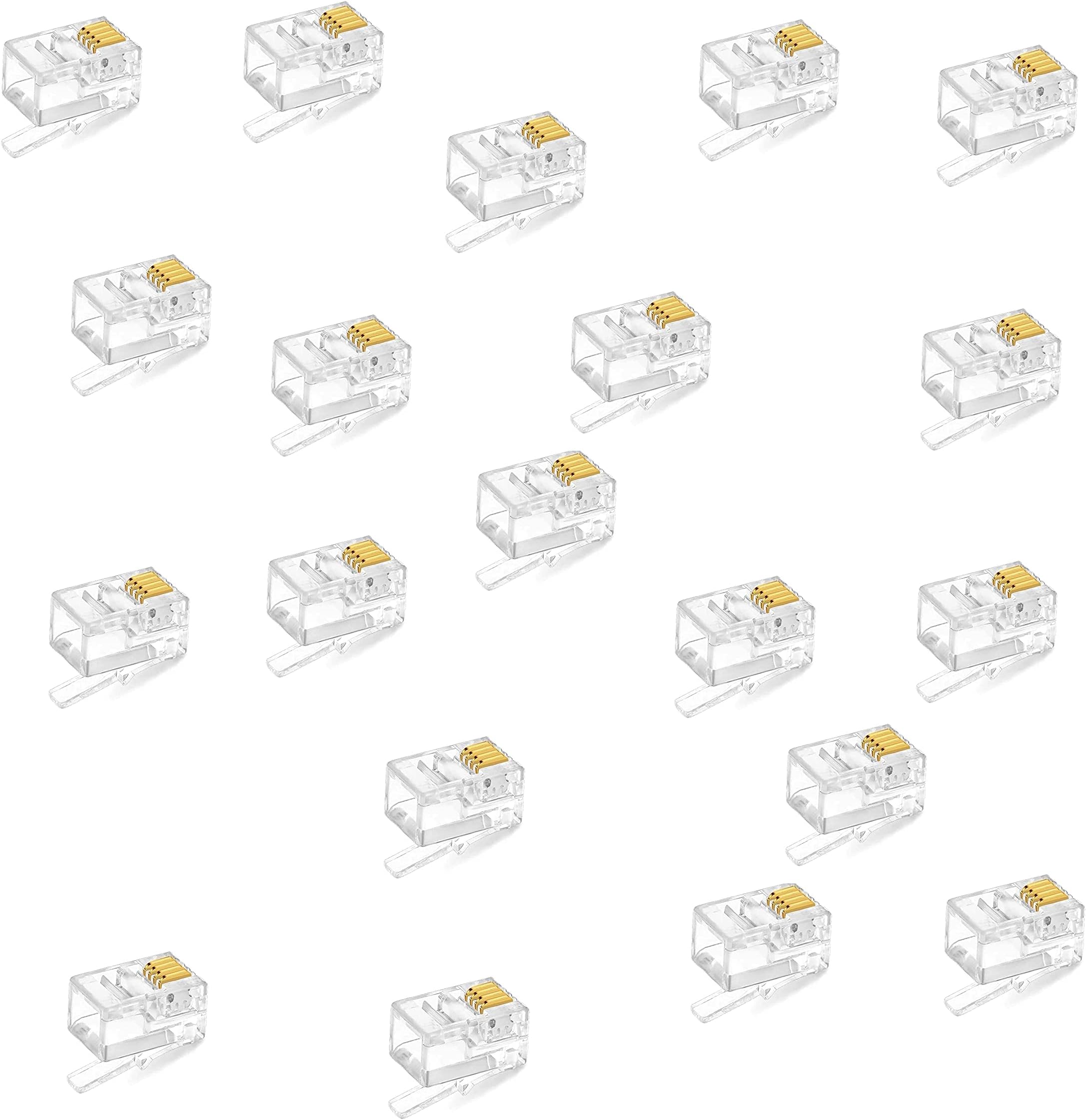 fdealz [ 20 Pieces ] RJ9 Modular Phone Headset 4P4C Plug Jack Connector ...