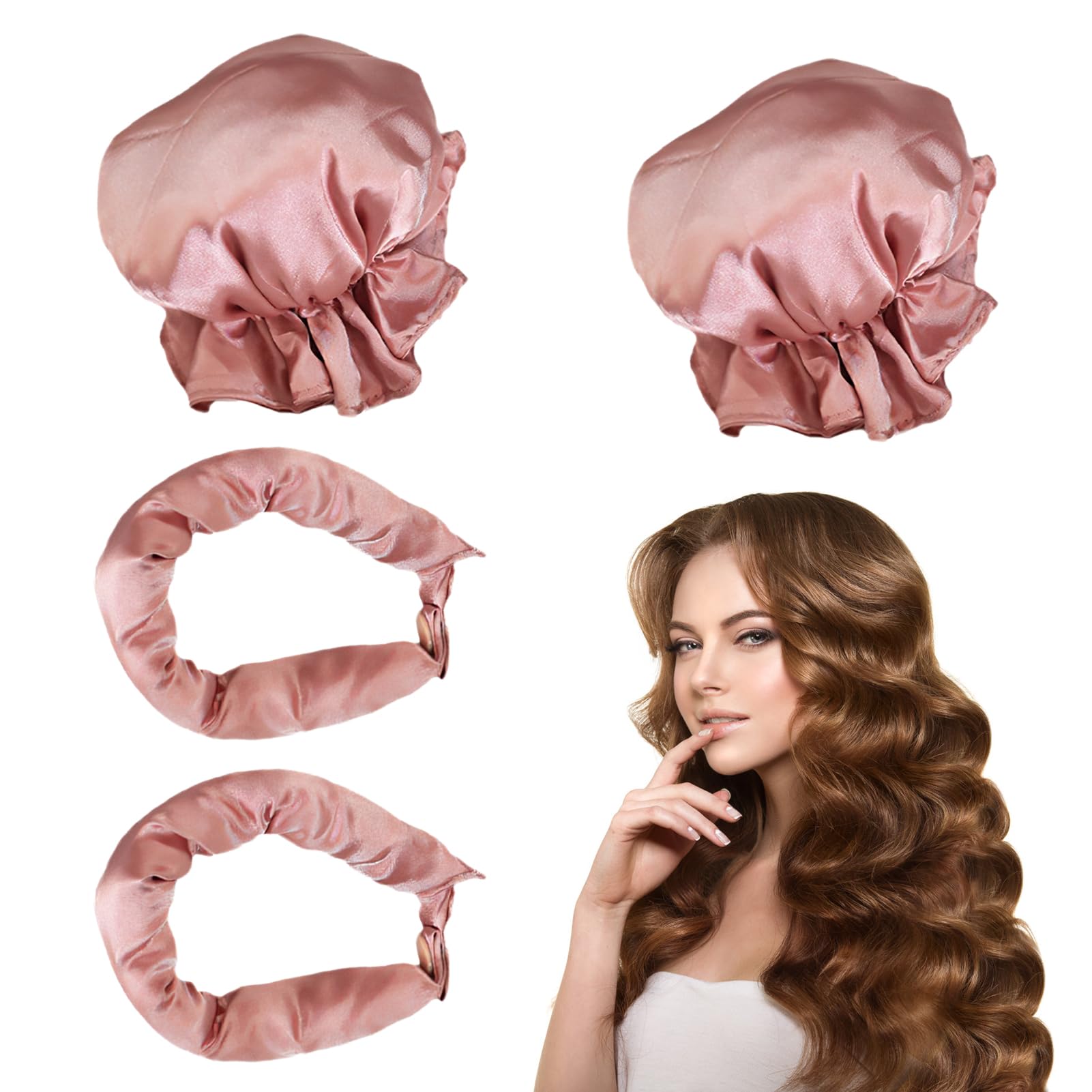 Heatless Hair Curlers, 2 Pairs Overnight DIY Curling Set with Satin ...