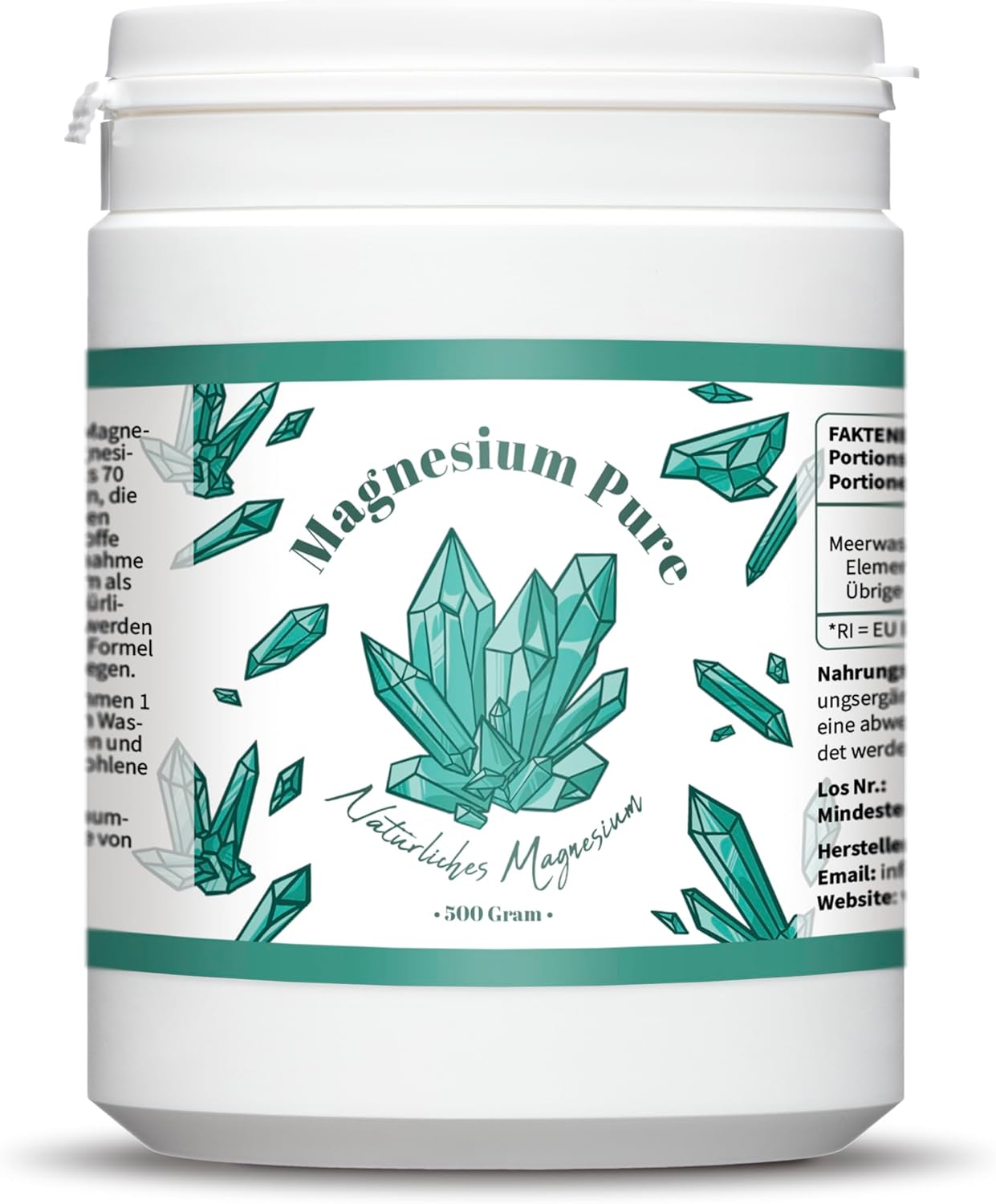 Naturliches Magnesium Pure Aquamin Magnesium 500g Hochdosiert 350 mg ...