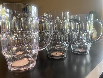 Amazon.com | Plastic Beer Mugs with Handle - Bulk Set of 6 Acrylic Beer ...