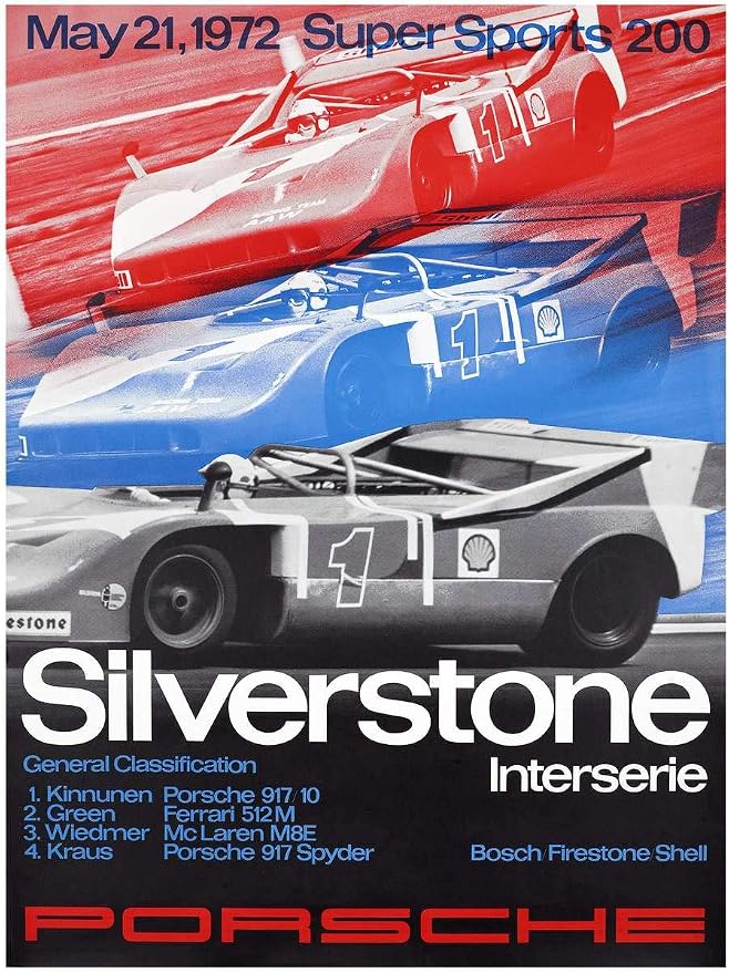 Amazon.com: Historic Pictoric Porsche Silverstone 1972-24in x 18in ...