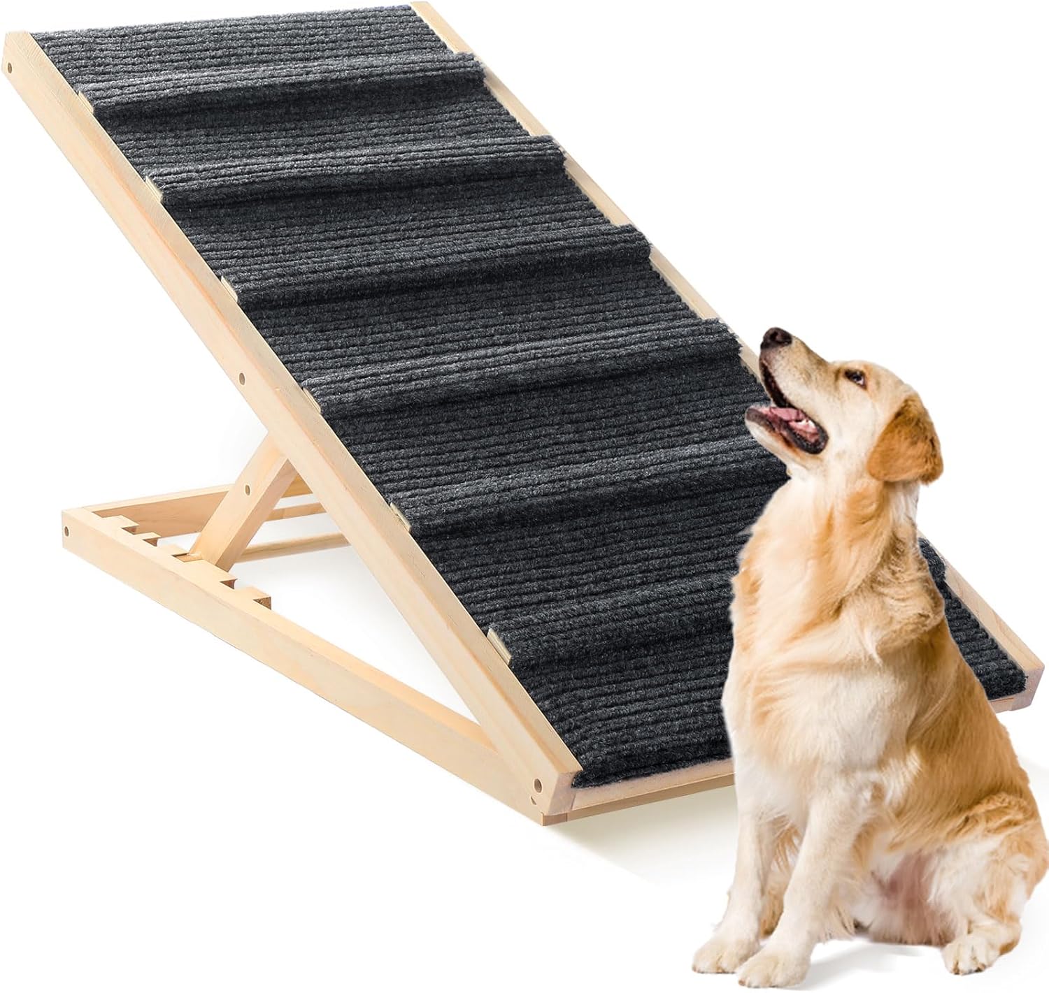 Amazon.com : Dog Ramp 39.4" Long Folding Wooden Pet Ramp, Adjustable ...