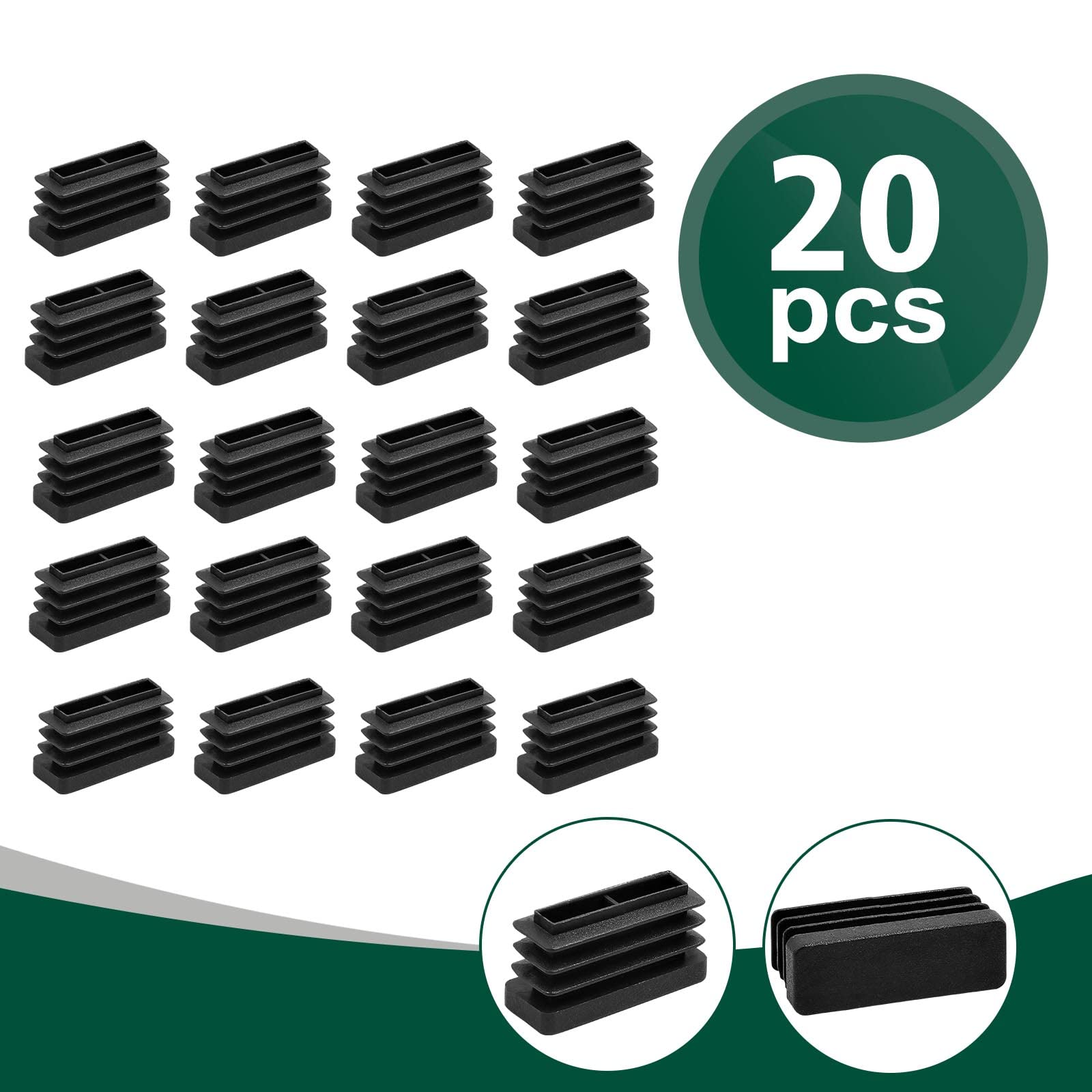 Snapklik.com : Rectangular Tube Plug Inserts For 1-1/2" X 1/2" Outside ...