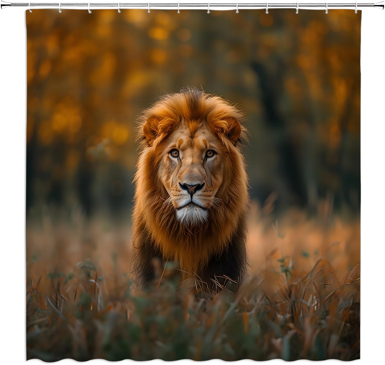 Amazon.com: MSAYNFG Lion Shower Curtain Wild Animal Wildlife Tropical ...