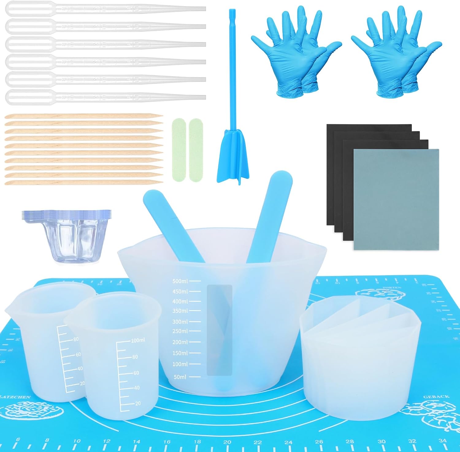 Silicone Measuring Cups for Epoxy Resin,500&100ml Resin Mixing Cups ...