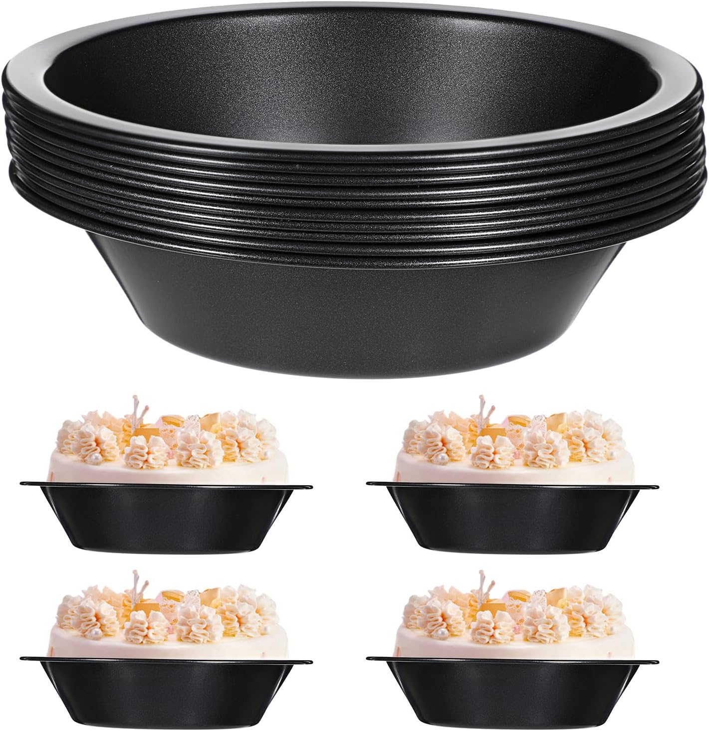 Amazon.com: HOFURME 10 Pieces 4 Inch Small Pie Pan Mini Black Pot Pie ...