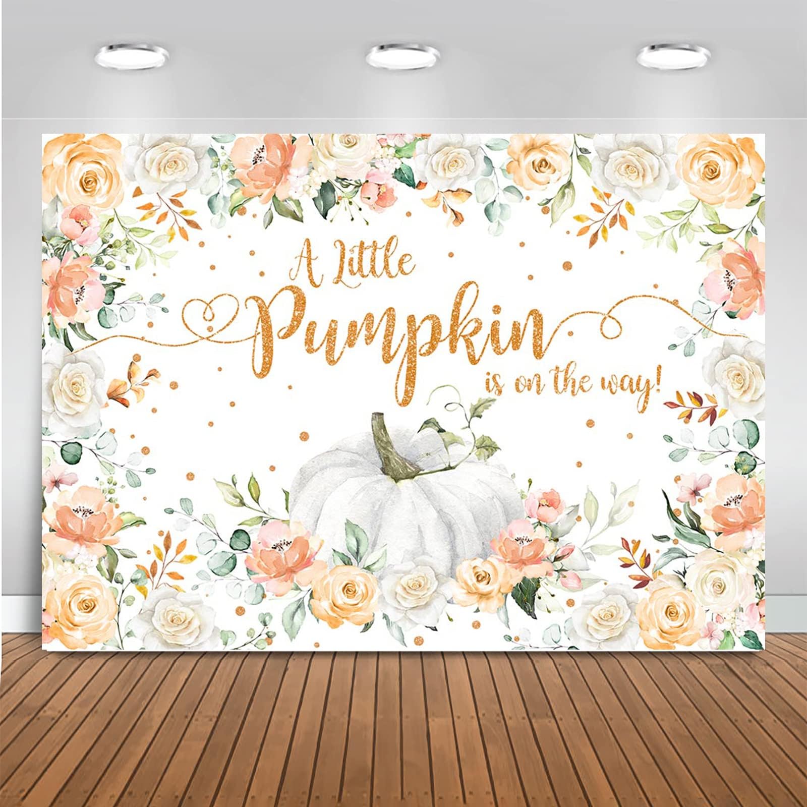 Amazon.com : Mocsicka Fall Pumpkin Baby Shower Backdrop Autumn A Little ...