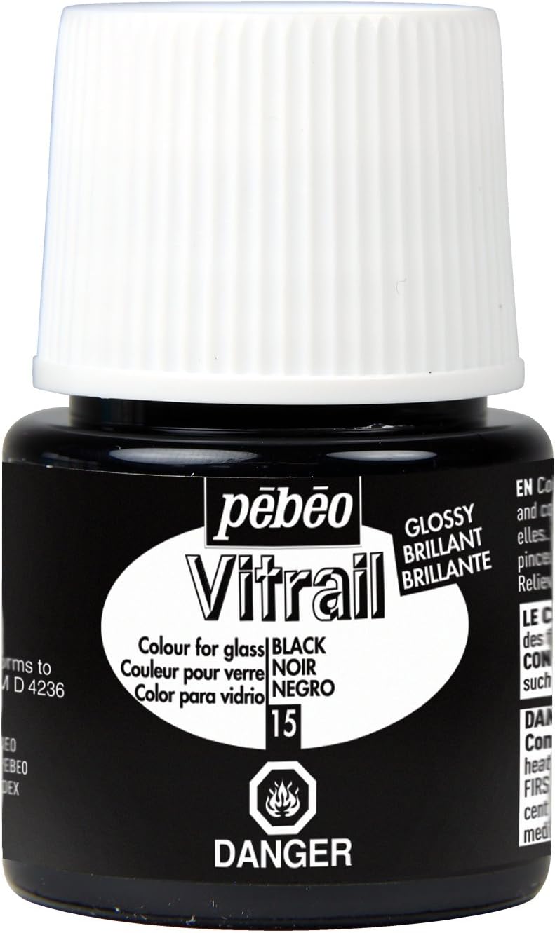 Pebeo Vitrail Stained Glass Effect Glass Paint 45ml Bottle, Black ...