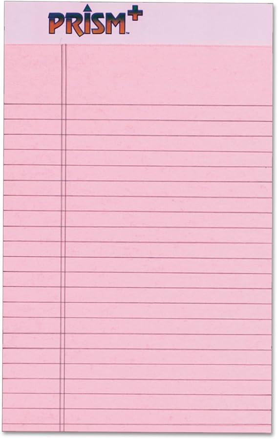 Amazon.com: TOPS Prism Plus Legal Pad, 5 x 8 Inches, Perforated, Pink ...