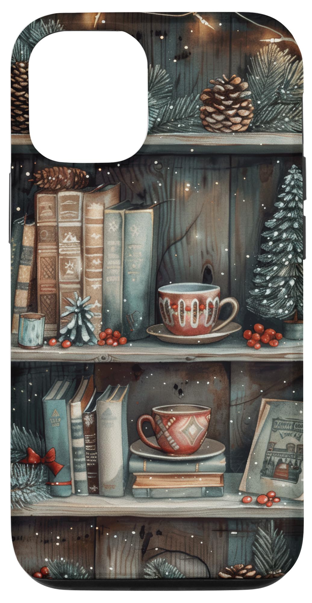 Amazon.com: iPhone 12/12 Pro Bookish Christmas Bookshelf Library Reader Reading Holiday Case ...