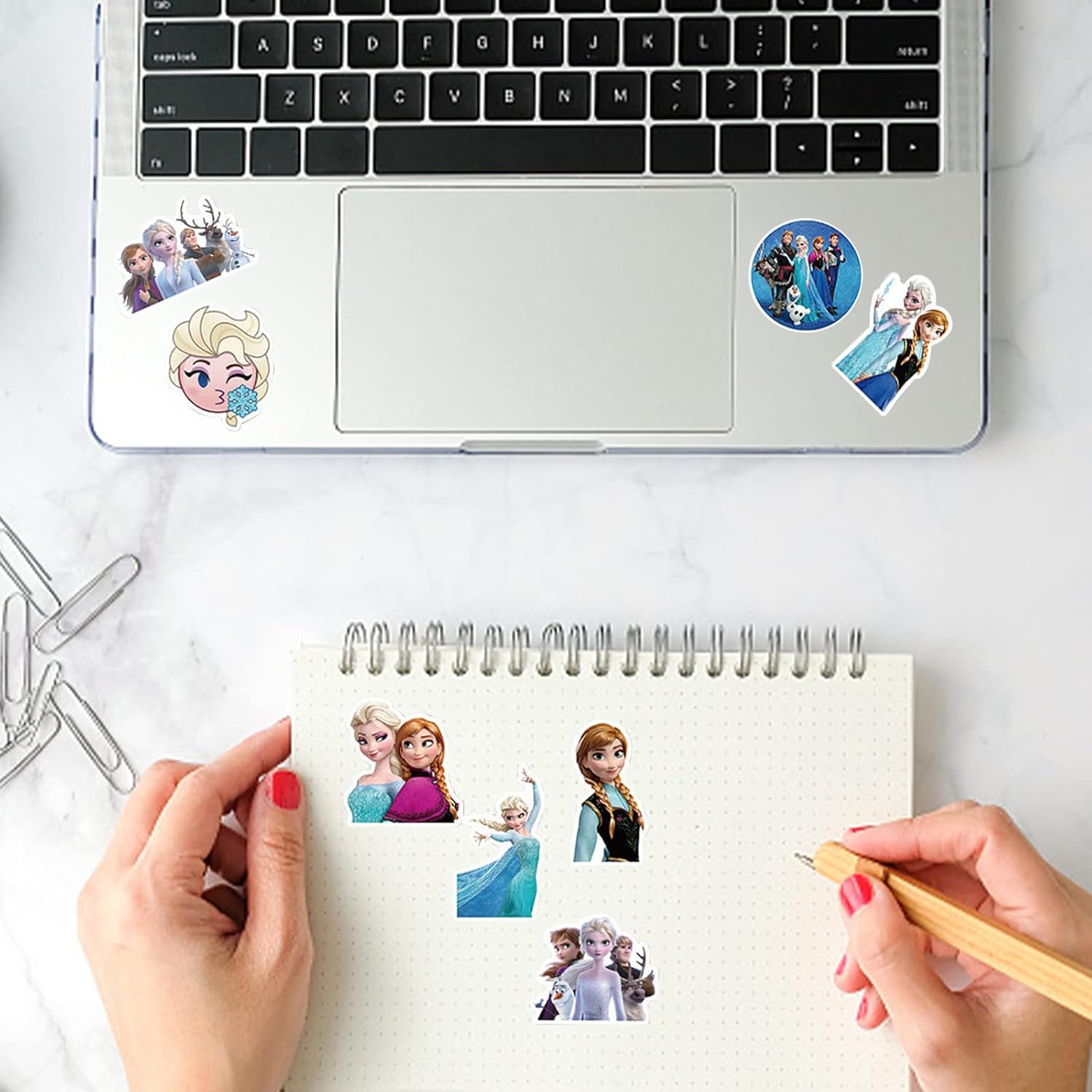 100 Pcs Frozen Stickers ZHUYUN-Vinyl Cute Anime Pink Sticker Skateboard ...